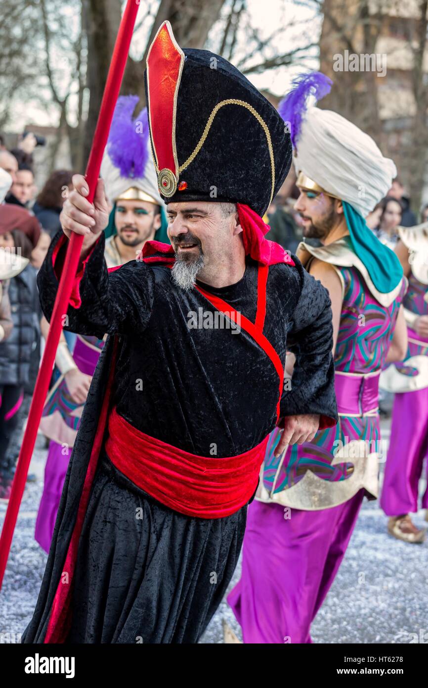 Participant of carnival parades in town Olot of Spain, 04 March 2017 ...
