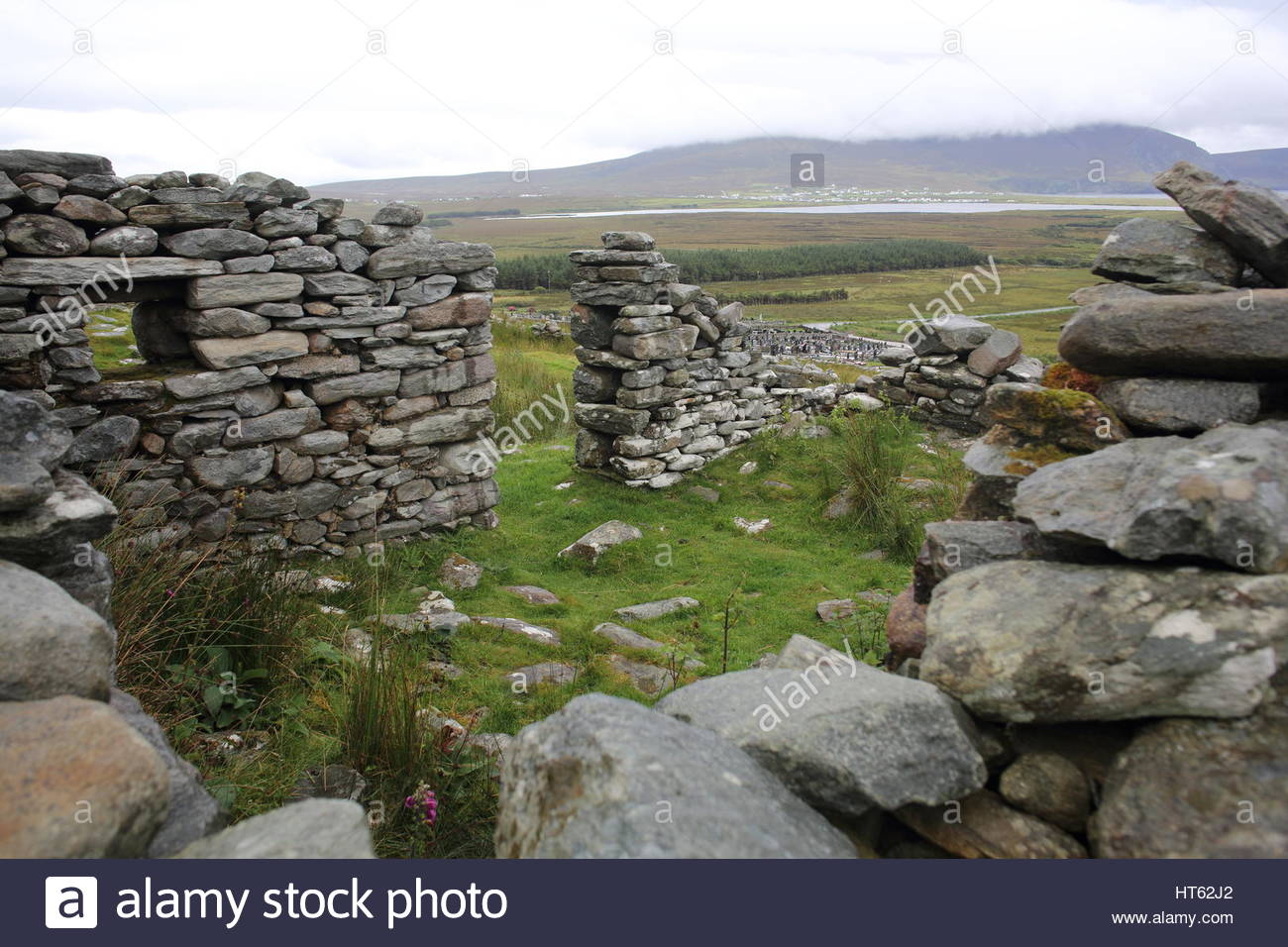 Remains of a deserted 19th century village on Achill Island, County ...