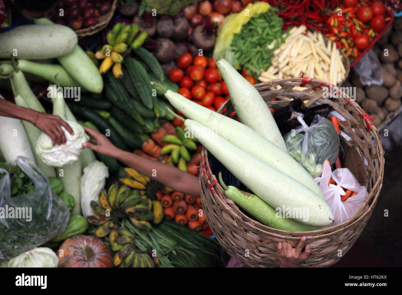 the market Pasar Badung in the city of denpasar of the island Bali in ...