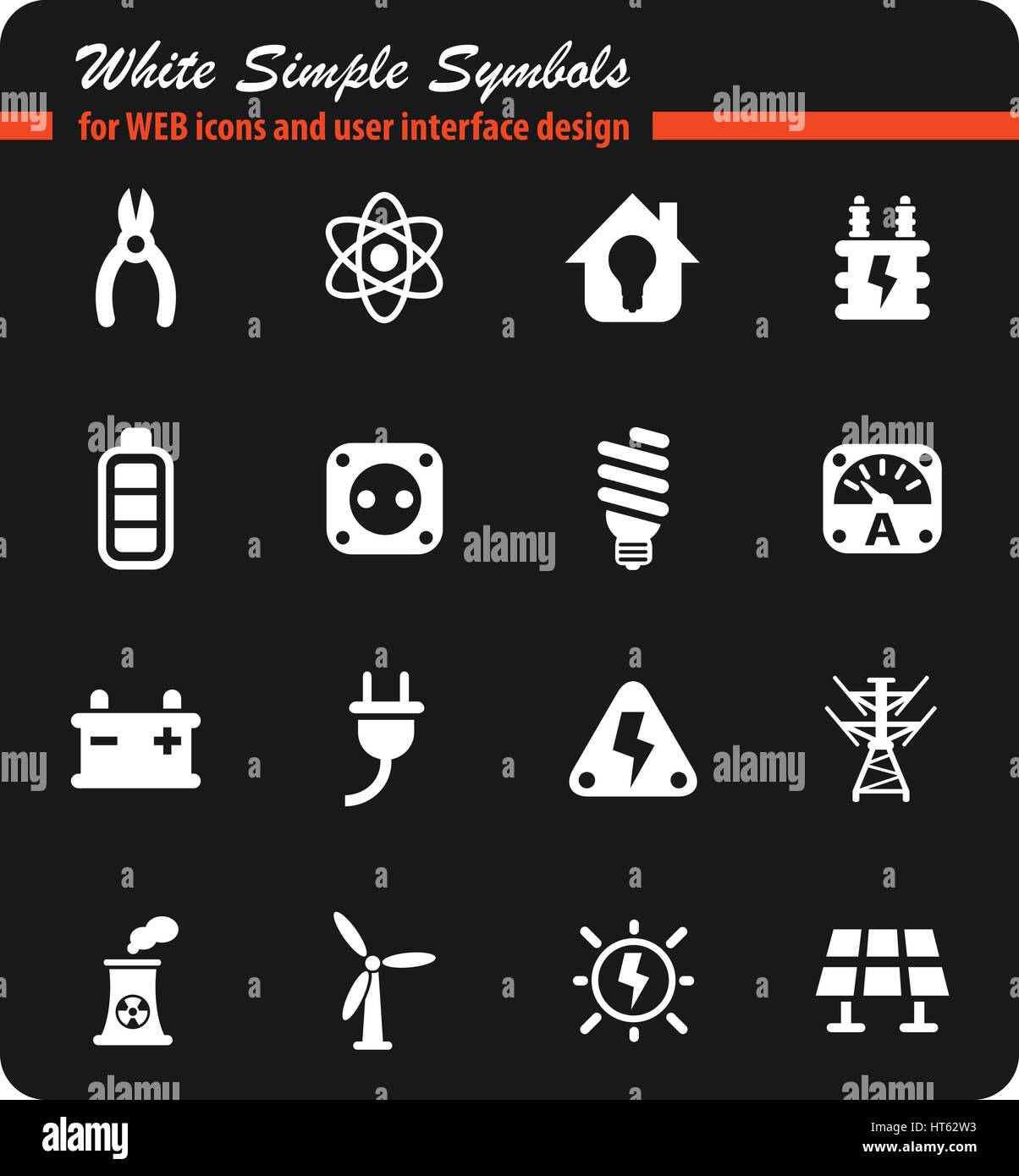 electricity white simple symbols for web icons and user interface ...