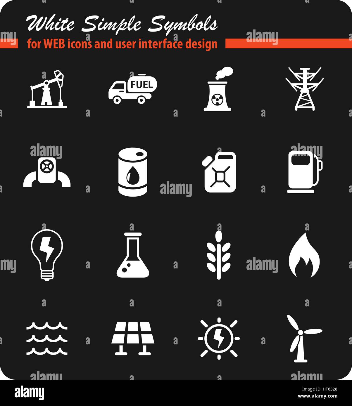 fuel and power white simple symbols for web icons and user interface ...
