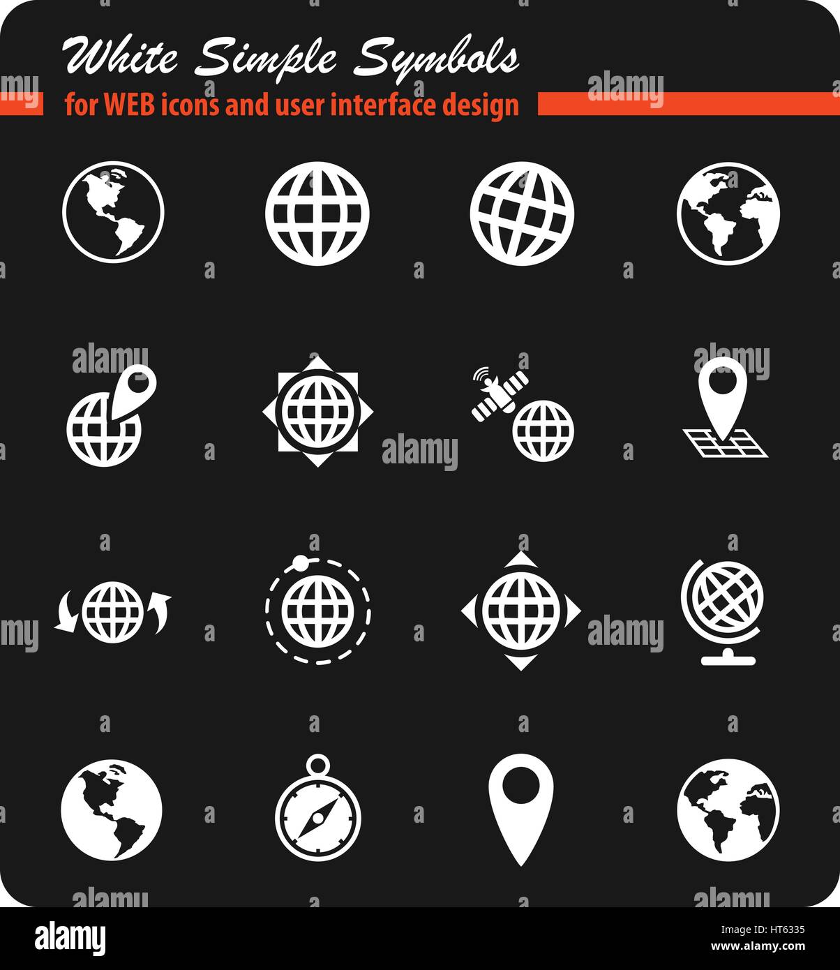 globes white simply symbols for web icons and user interface design ...