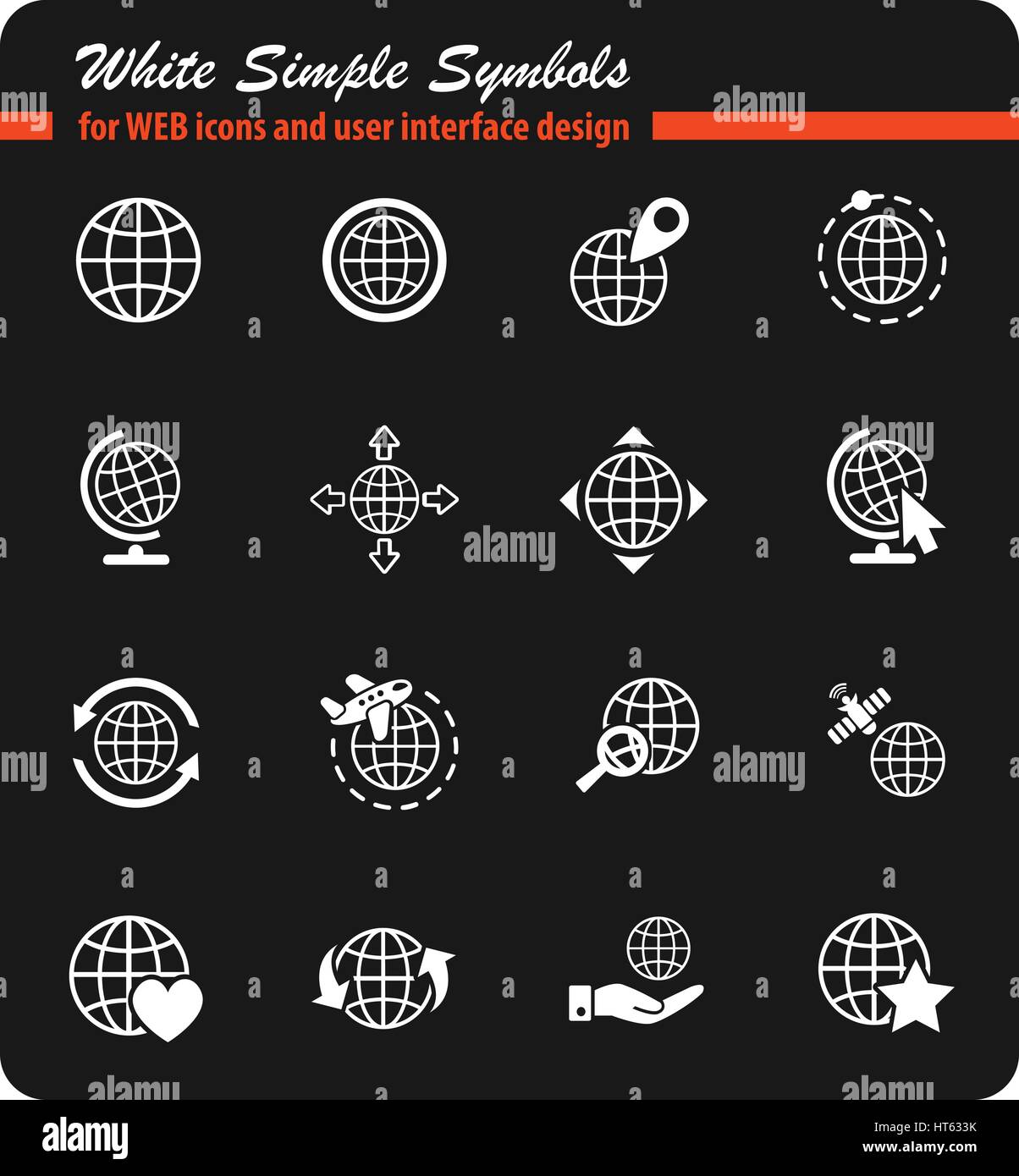 globes white simply symbols for web icons and user interface design ...