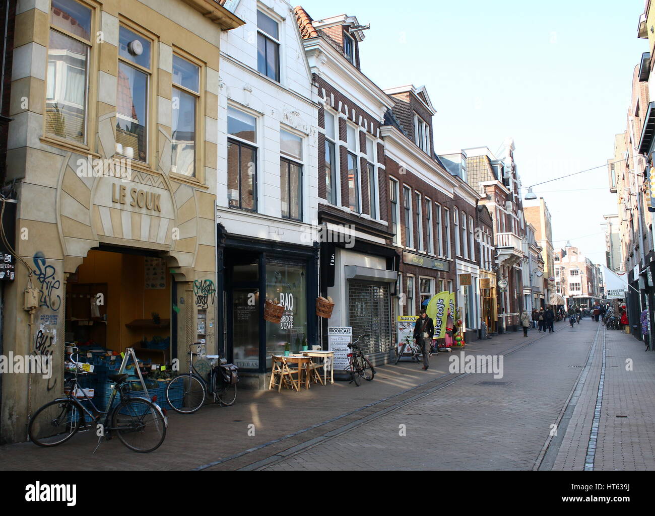 Folkingestraat, renowned shopping street in central Groningen, The ...