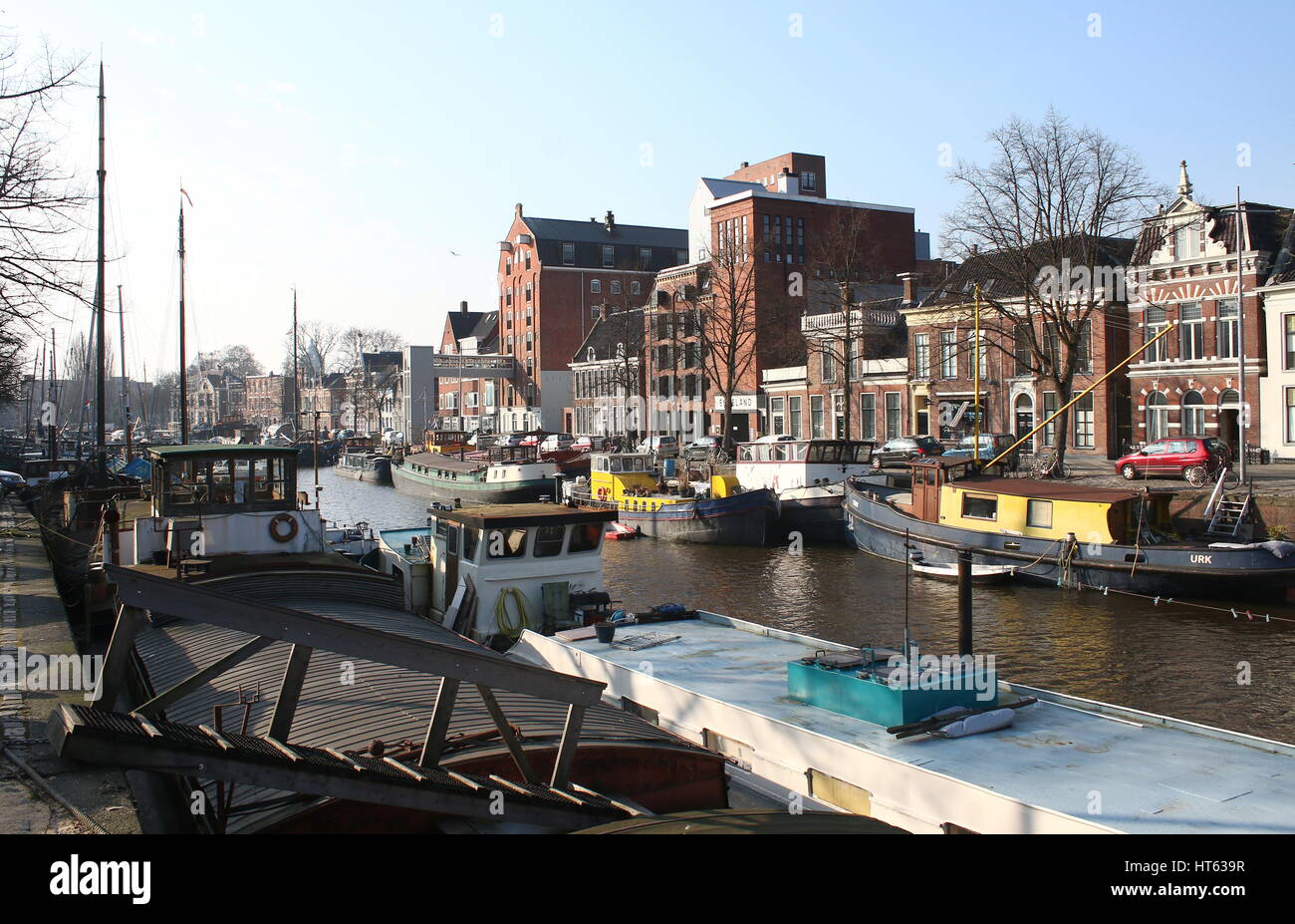 Warehouses and sailing ships along the canals at Noorderhaven (Northern ...