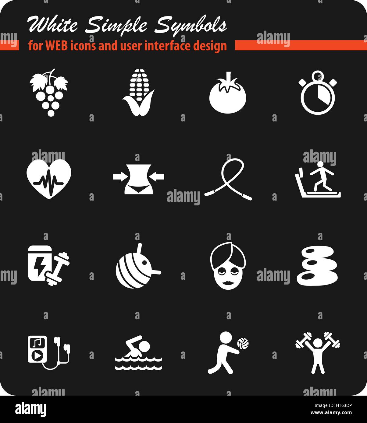 healthy lifestyle white simple symbols for web icons and user interface ...