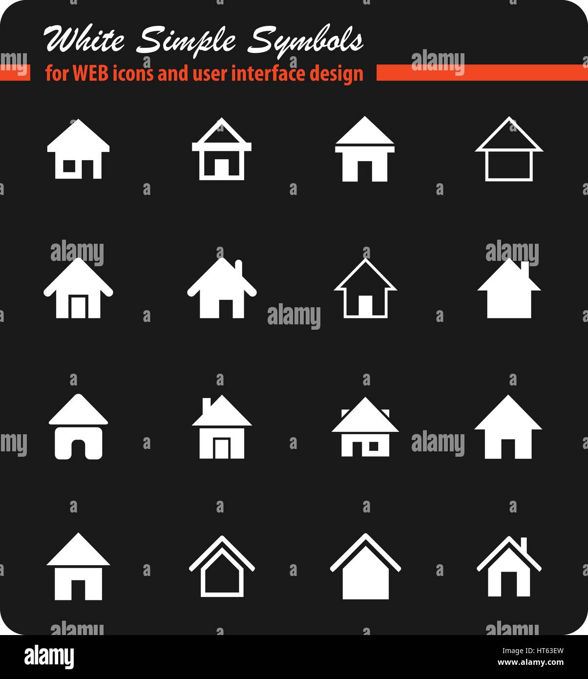 home white simple symbols for web icons and user interface design Stock ...