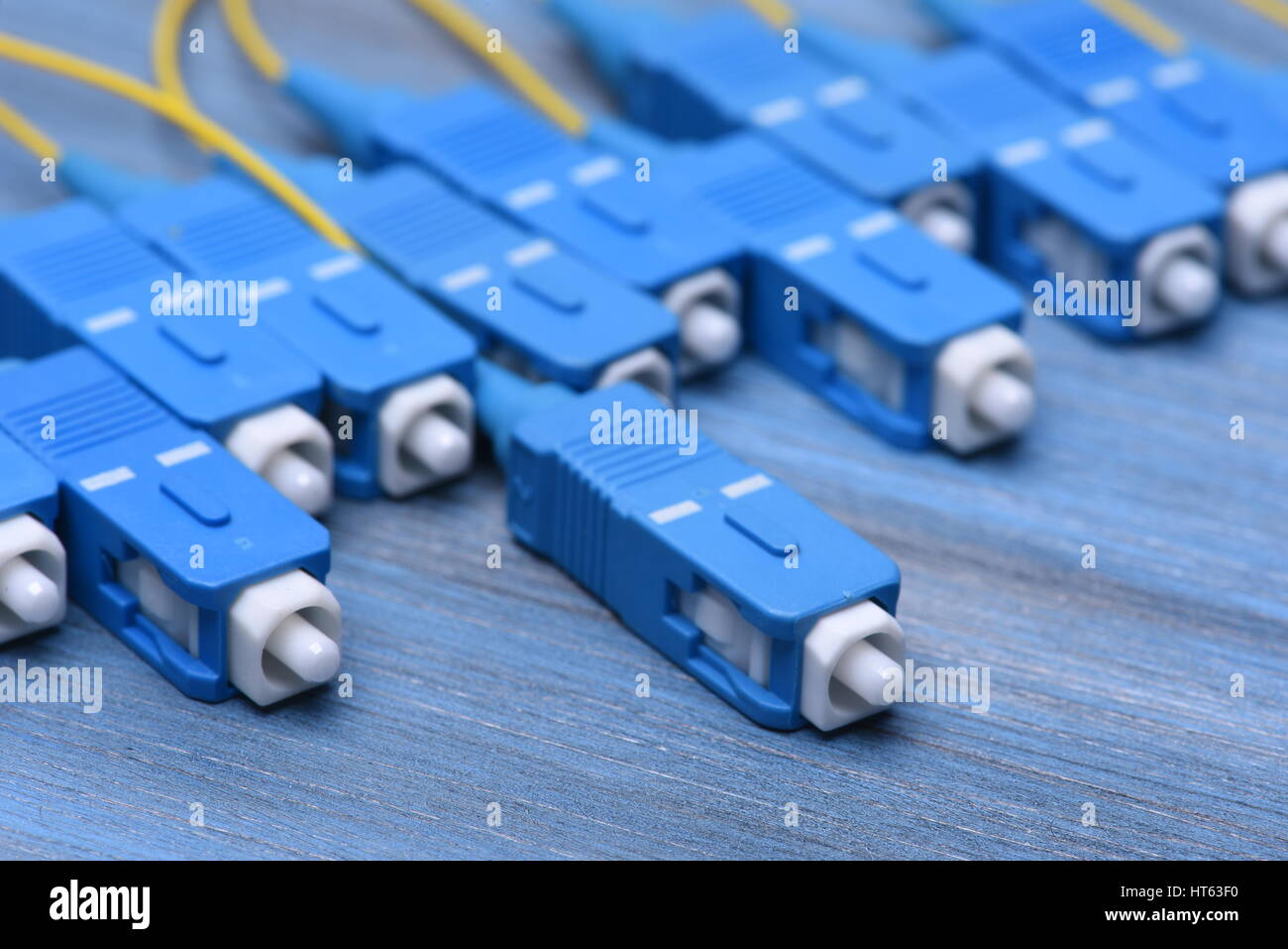 Close up of fiber optical cables single mode sc type Stock Photo - Alamy