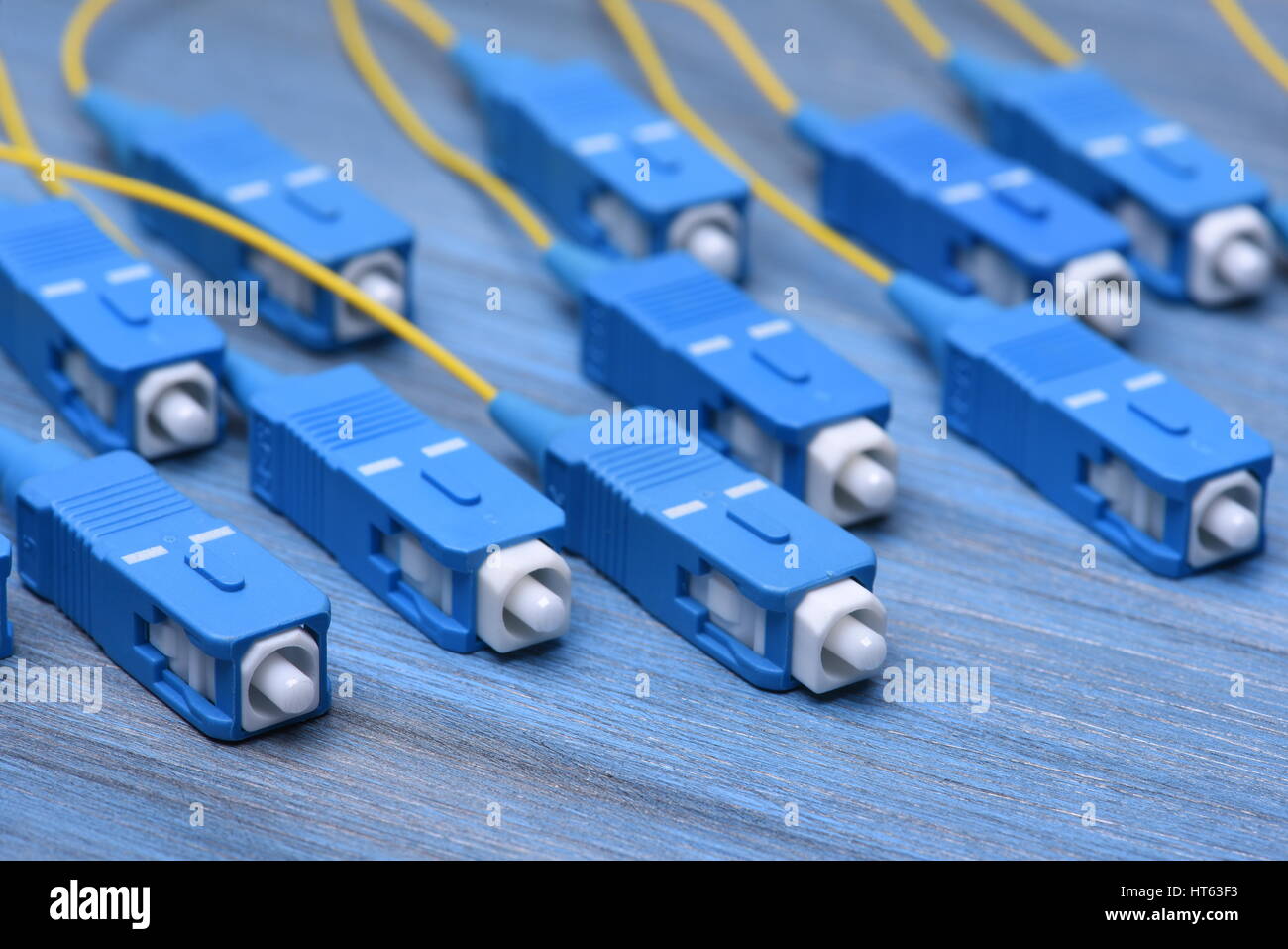 Close up of fiber optical cables single mode sc type Stock Photo - Alamy