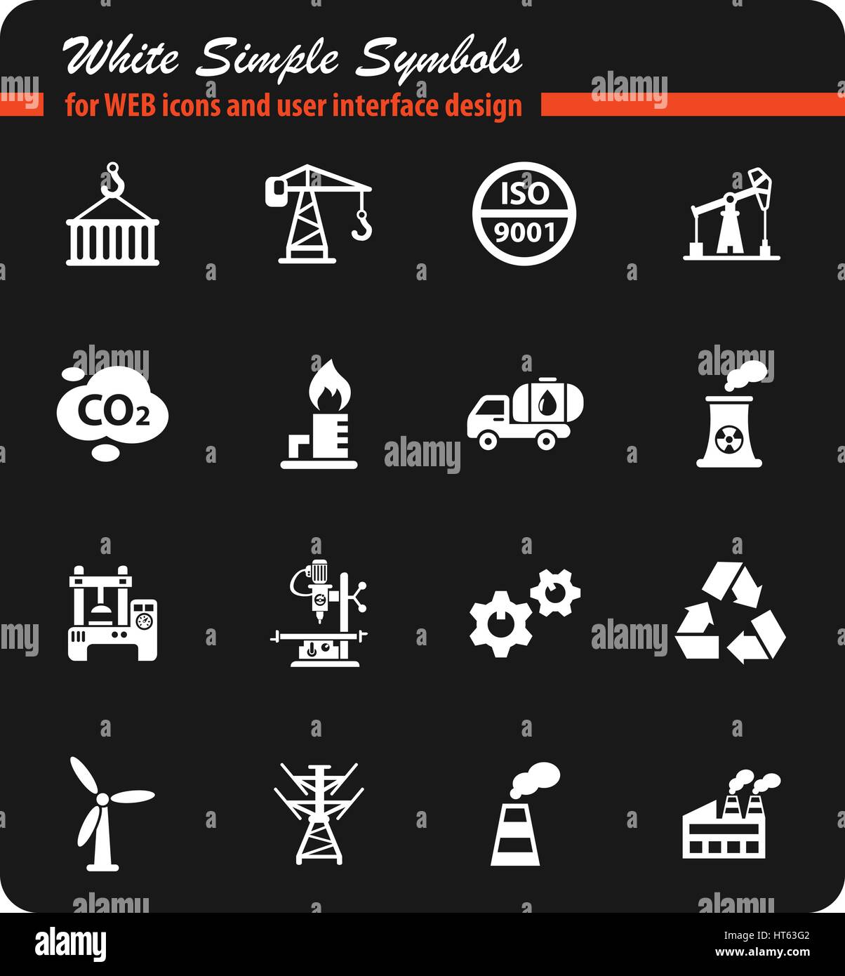 industry white simple symbols for web icons and user interface design ...