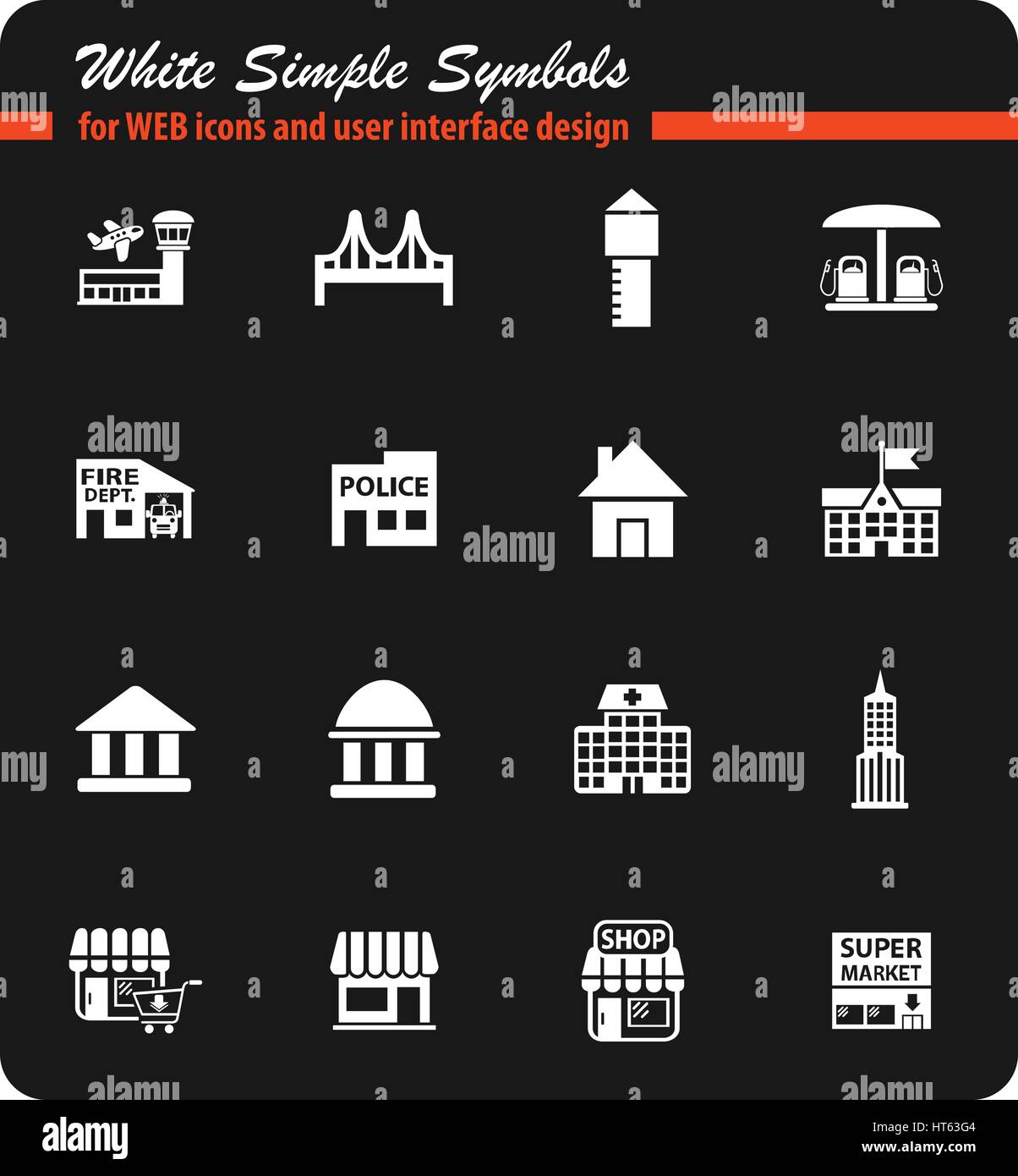 infrastructure white simple symbols for web icons and user interface ...