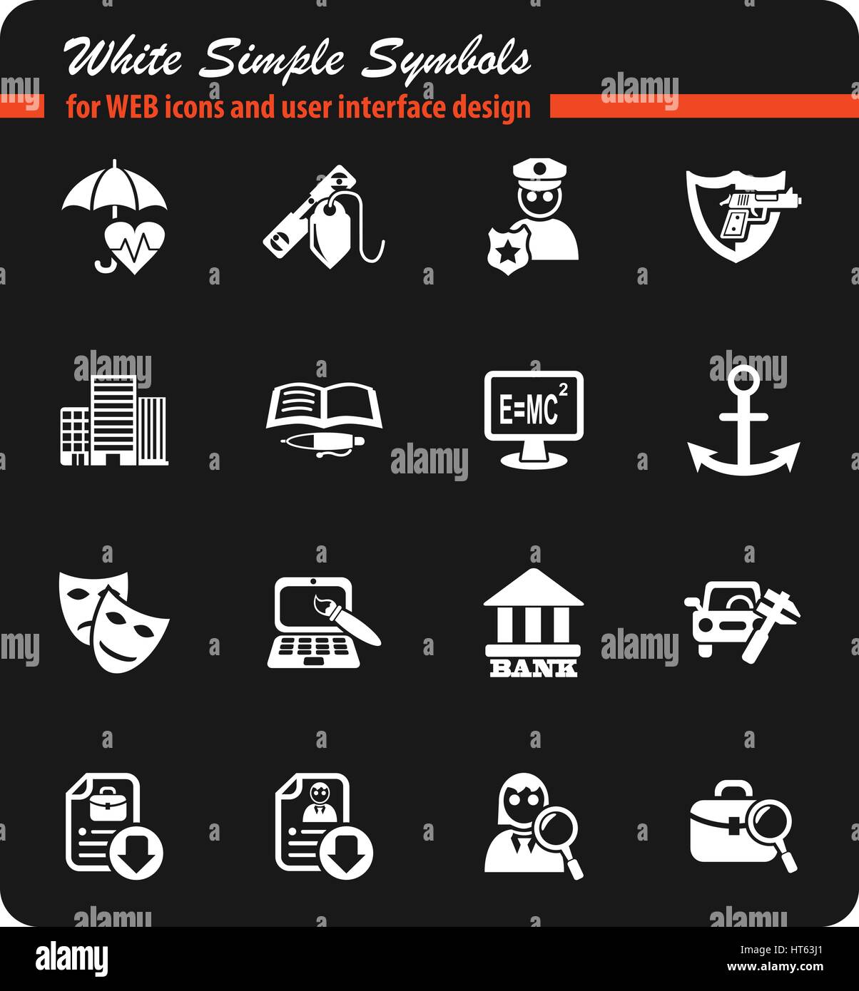 job search white simple symbols for web icons and user interface design ...
