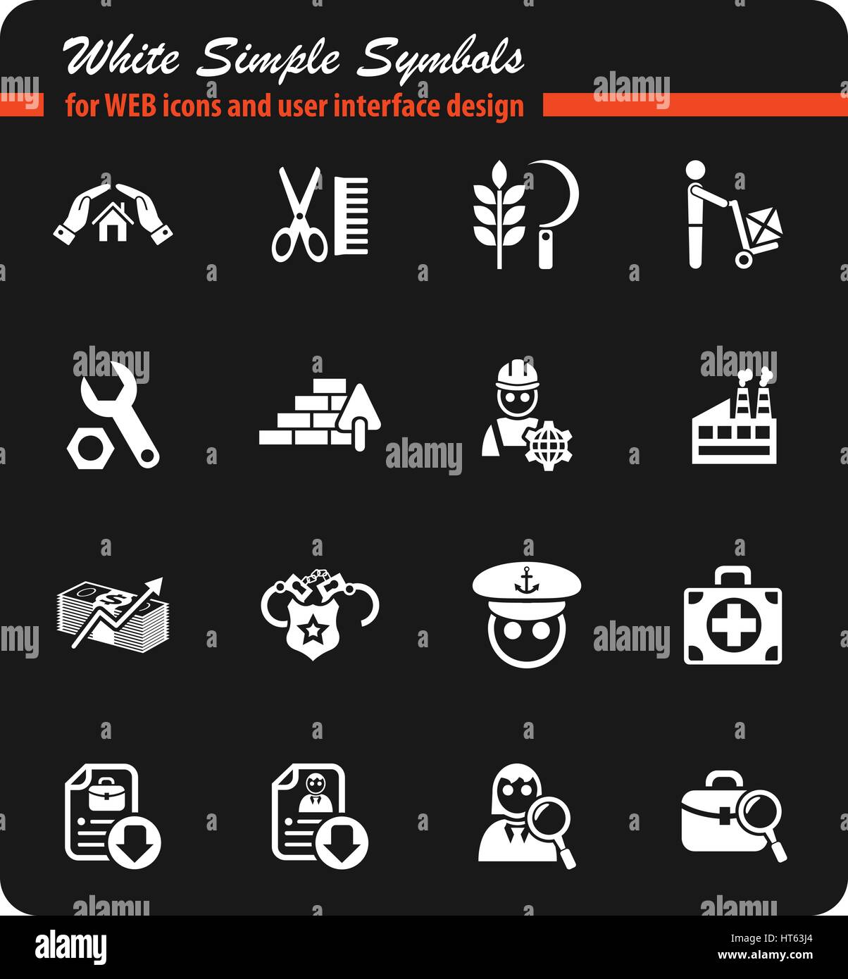 job search white simple symbols for web icons and user interface design ...