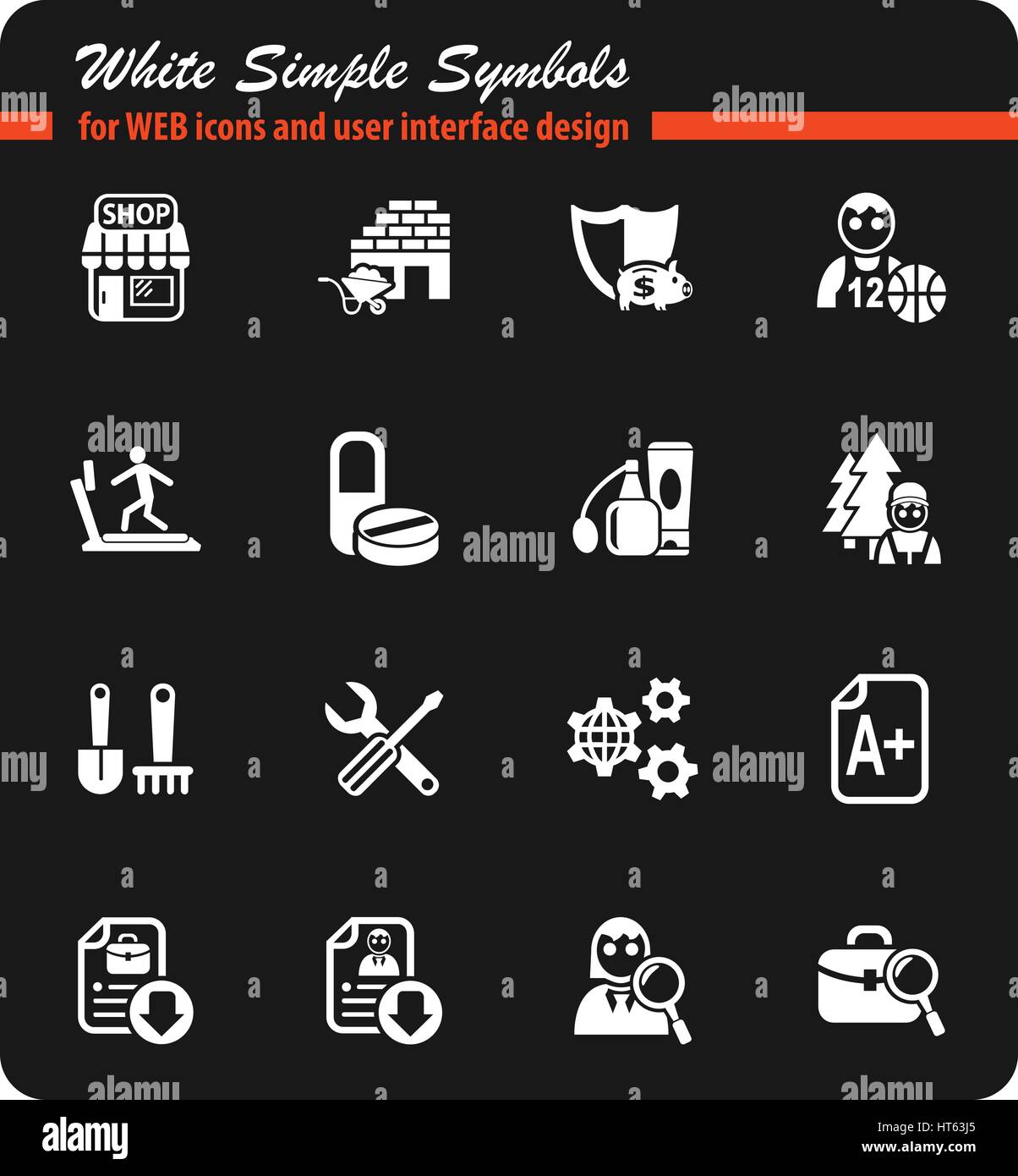 job search white simple symbols for web icons and user interface design ...
