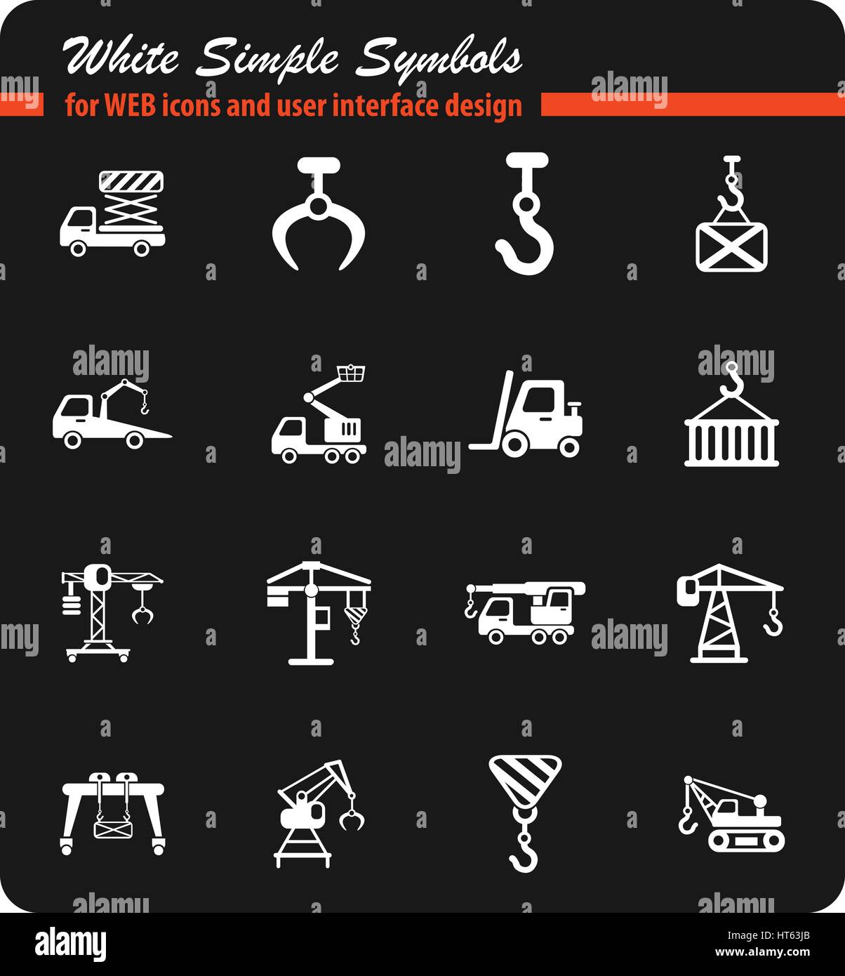 lifting machines white simple symbols for web icons and user interface ...