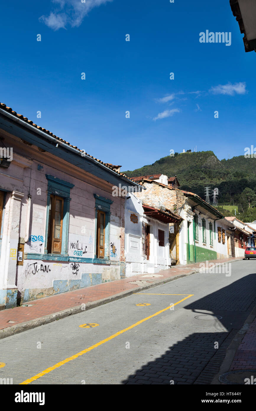 Typical houses in the Candelaria neighborhood of Bogota, Colombia Stock ...