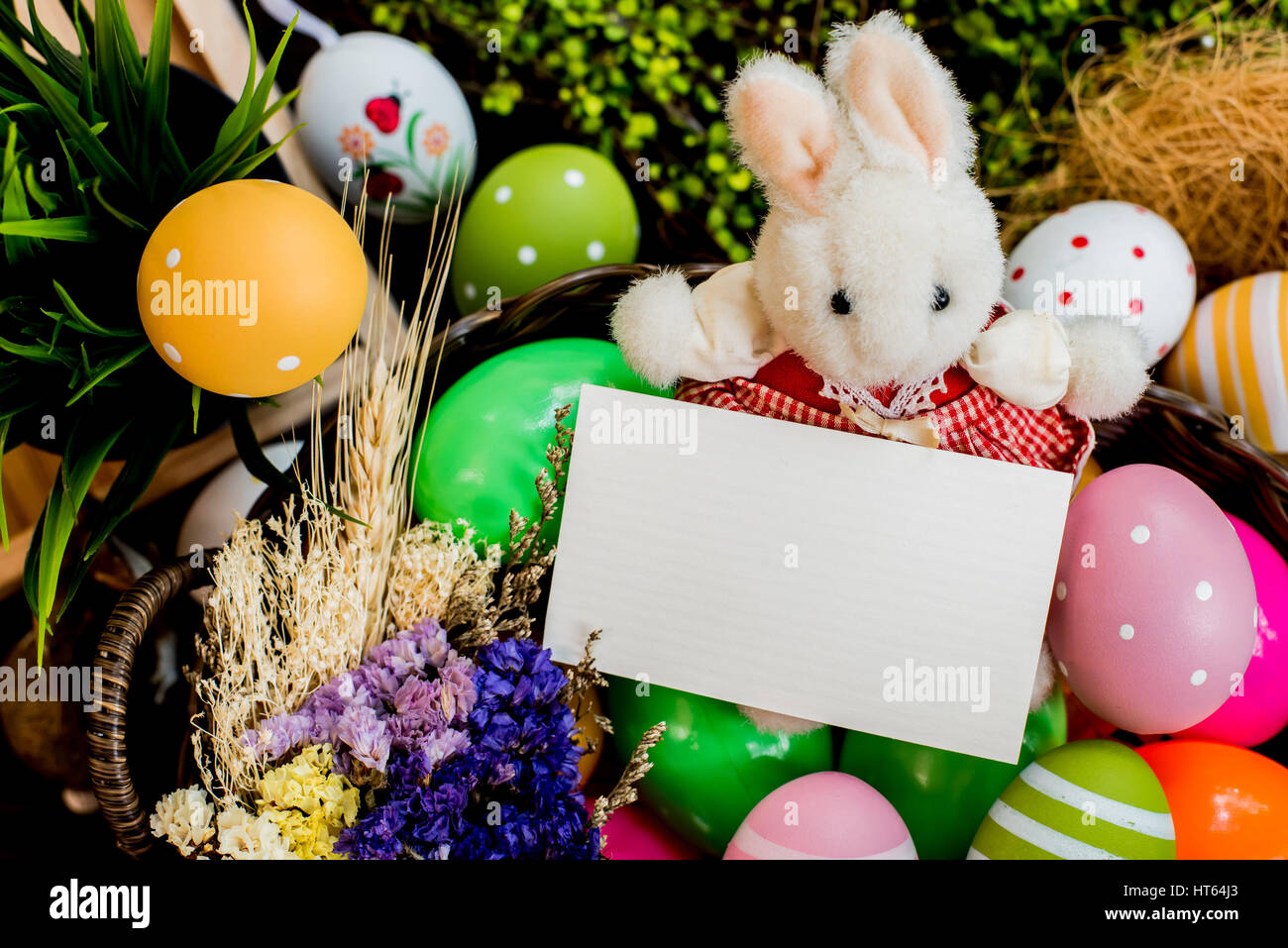 Happy Easter day, bunny and egg, Christians worldwide celebrate Stock ...