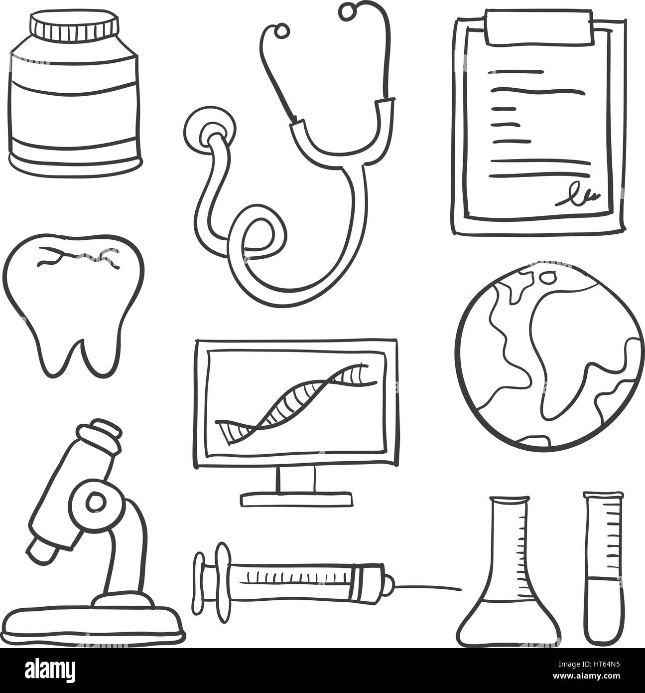 Doodle of medical object set vector illustration Stock Vector Image ...