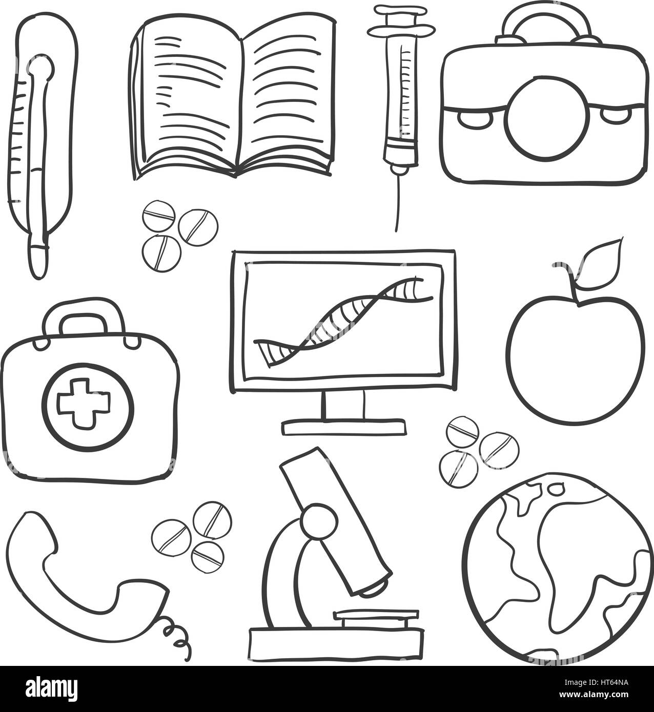 Hand draw of medical doodle set vector art Stock Vector Image & Art - Alamy
