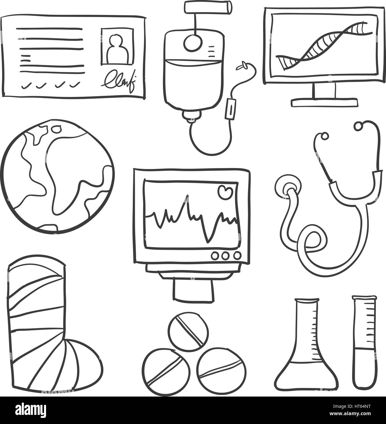 Doodle of health object hand draw vector illustration Stock Vector ...