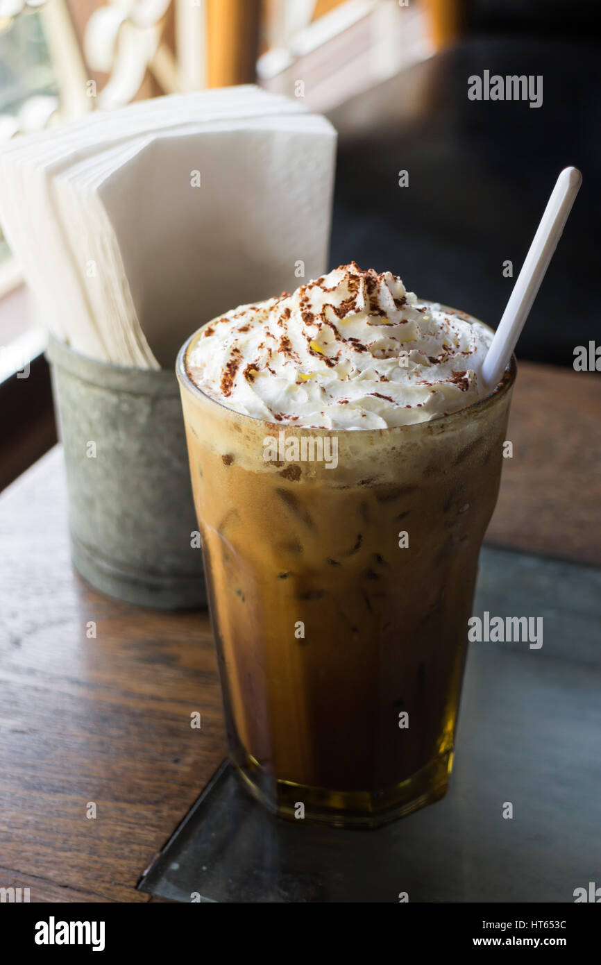Iced Coffee With Whipped Cream On Top, stock photo Stock Photo - Alamy