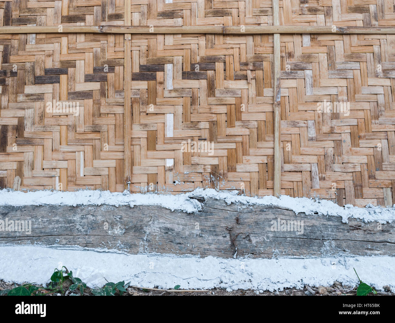 Closeup to Weaving Rattan Wall with Wood and Concrete Background Stock ...