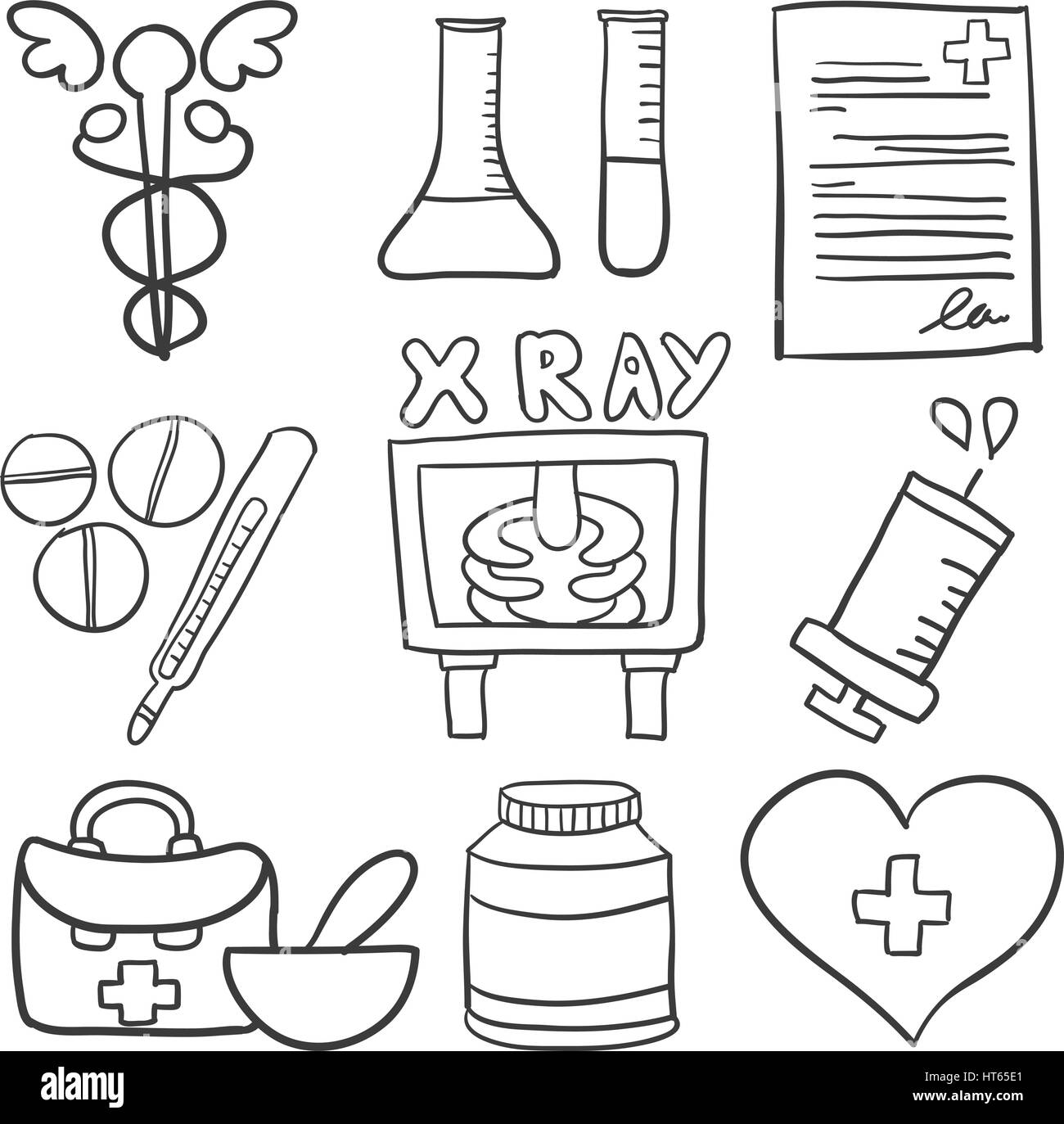Vector art of medical object doodles collection stock Stock Vector ...