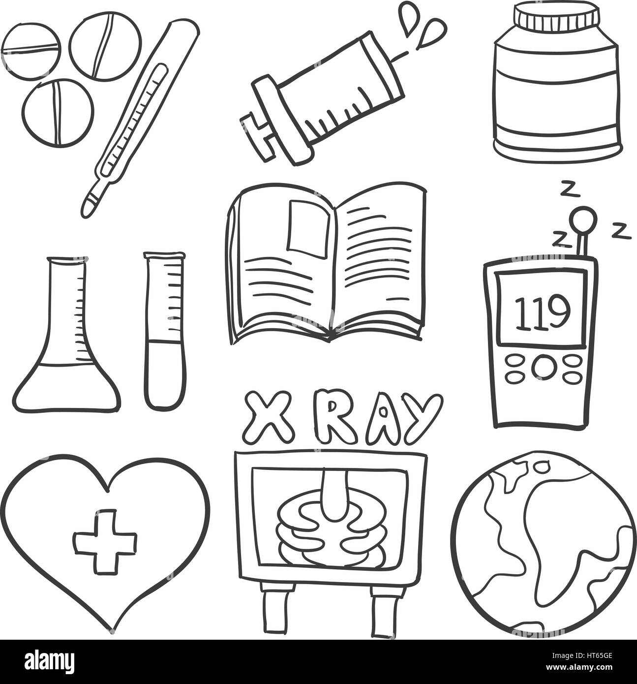Illustration vector of medical object doodles Stock Vector Image & Art ...