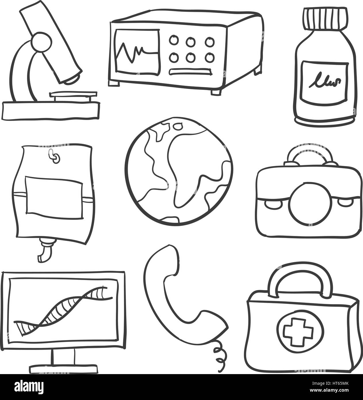 Set of element medical health doodles Stock Vector Image & Art - Alamy