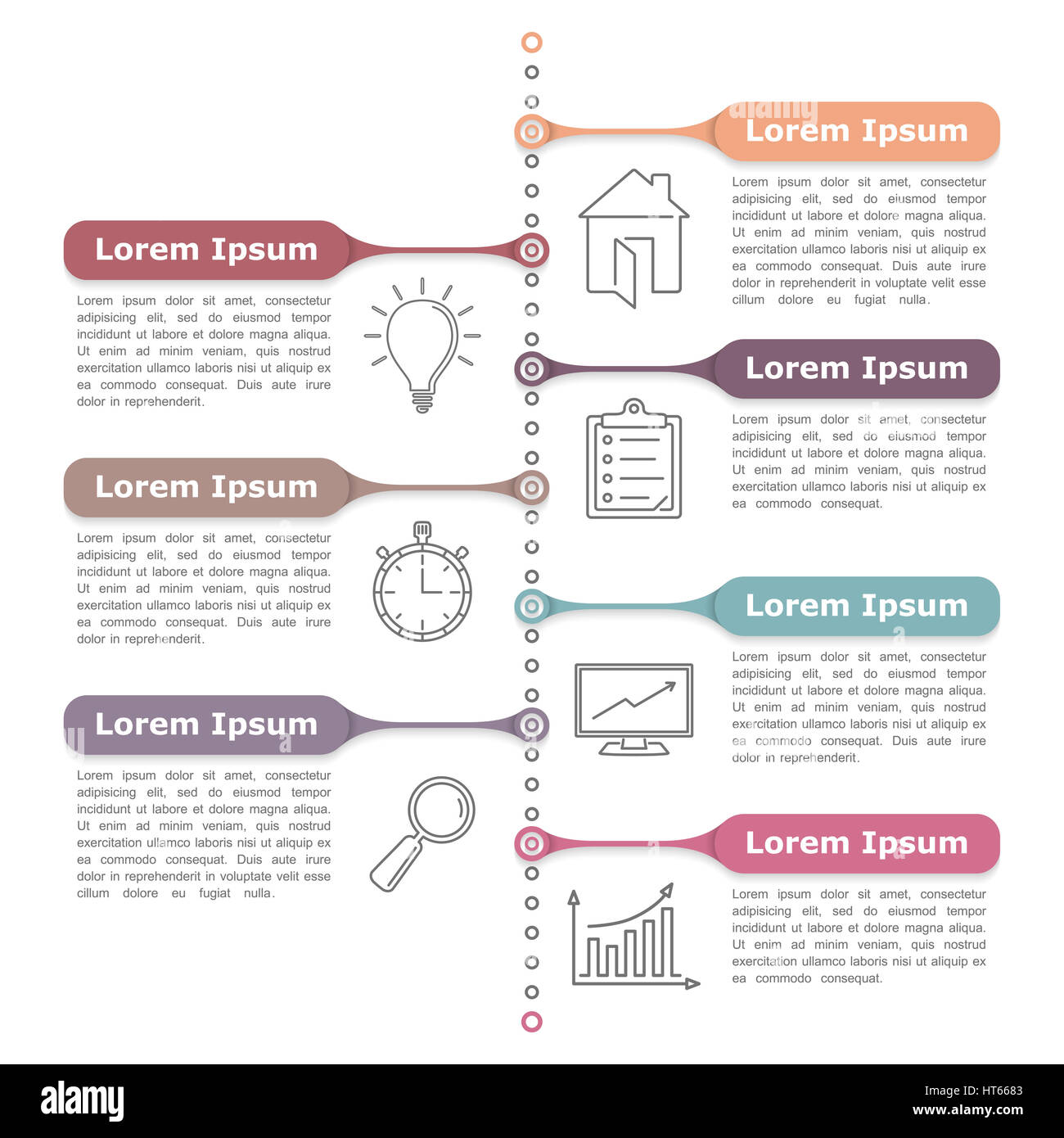 Vertical process diagram template with line icons Stock Photo - Alamy