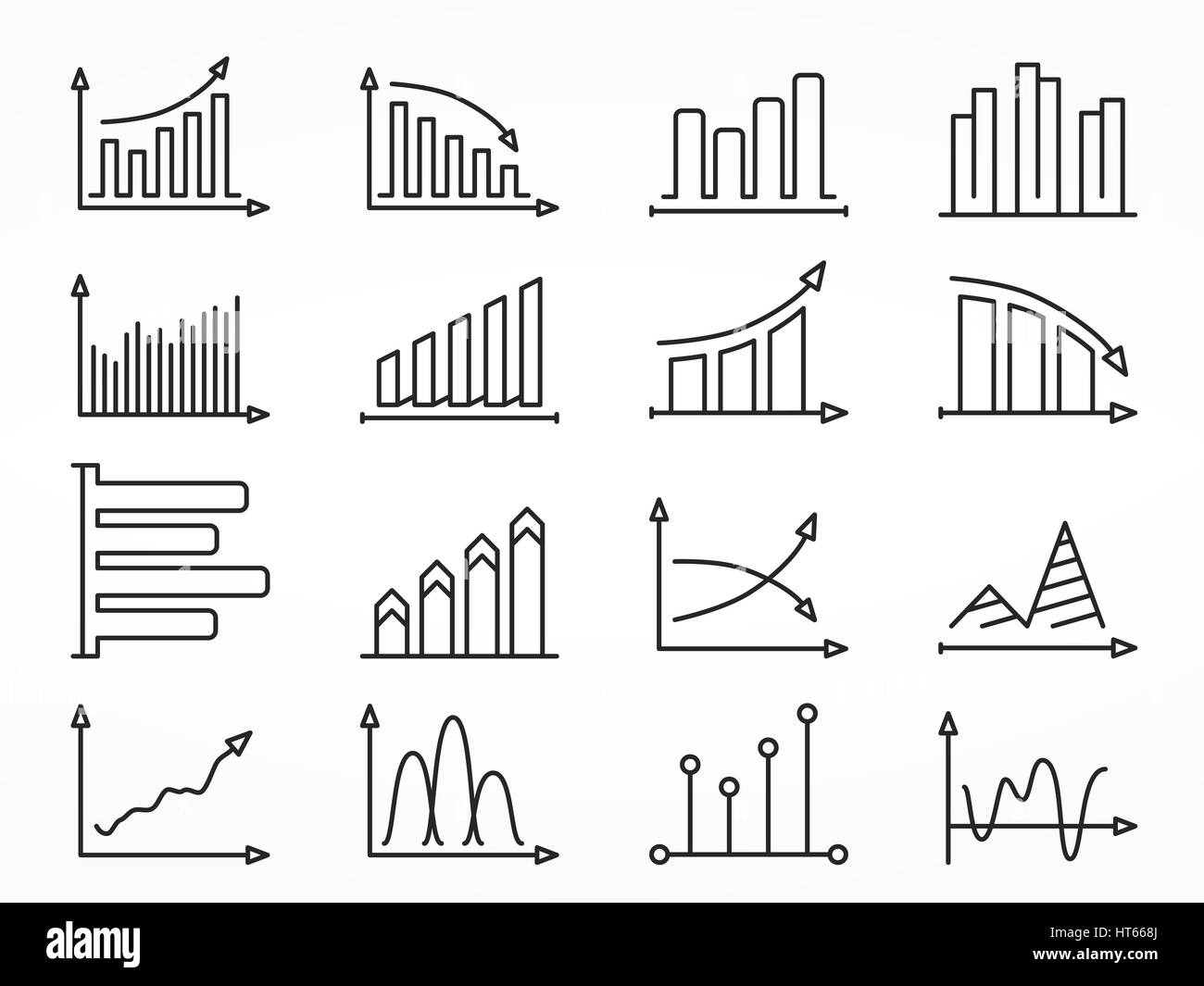 Line icons of different graphs Stock Photo - Alamy