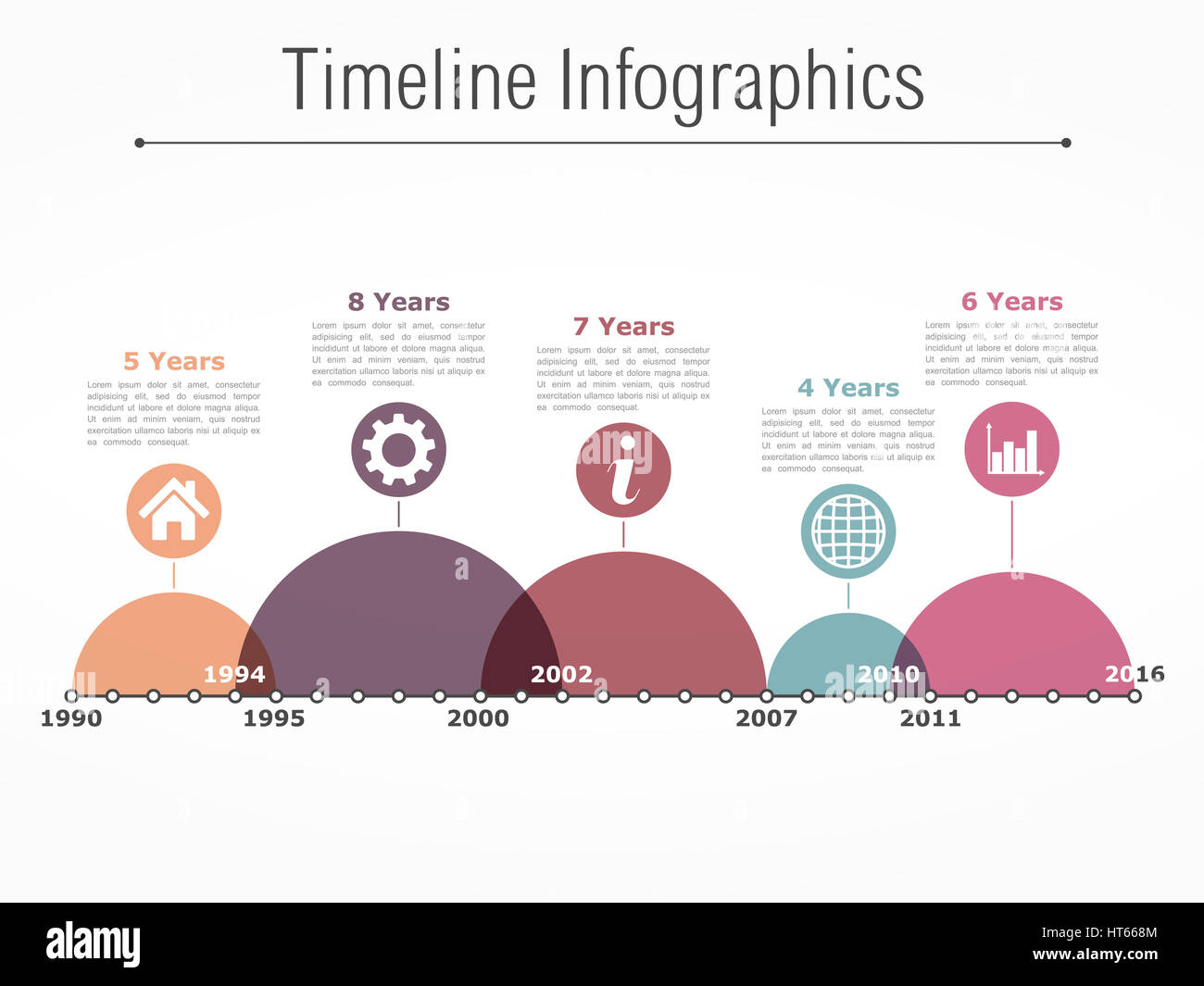 Timeline infographics design template with different time intervals ...