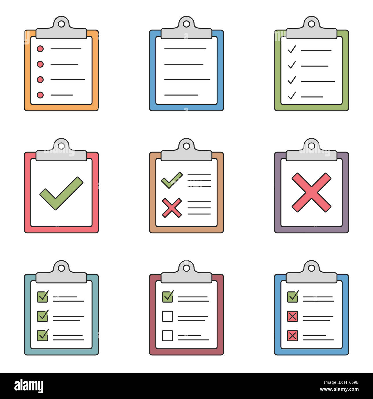 Clipboard icon check cross Cut Out Stock Images & Pictures - Alamy