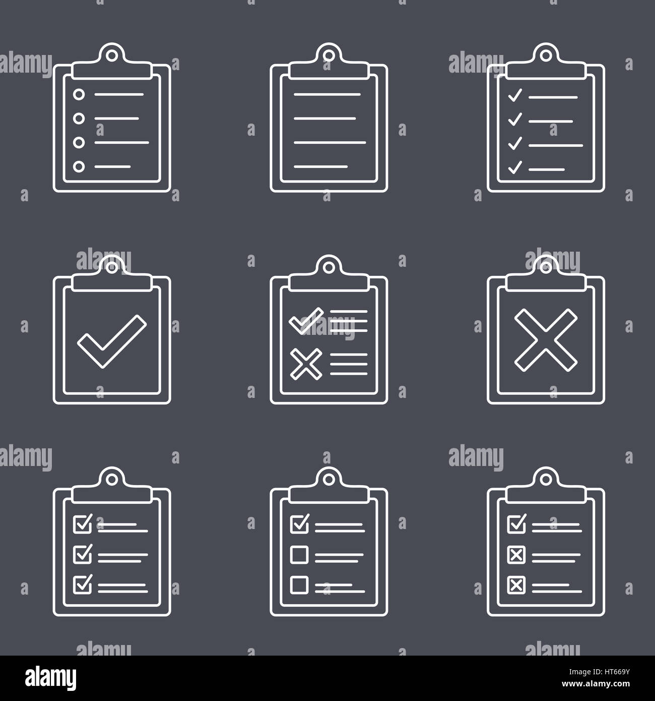 Set of minimal line icons of check list, vector eps10 illustration ...