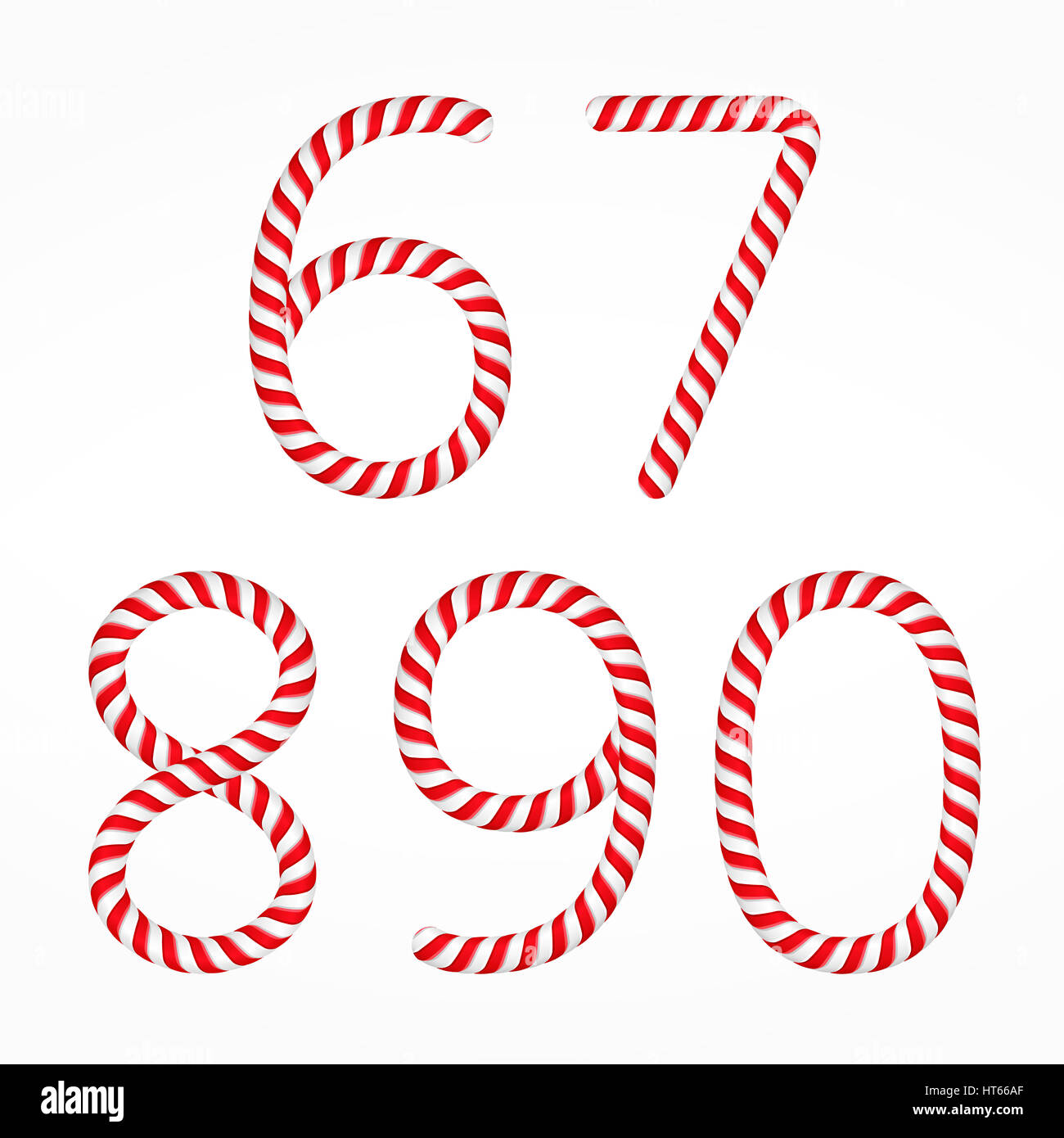 Candy canes numbers set 2, six, seven, eight, nine and zero Stock Photo ...