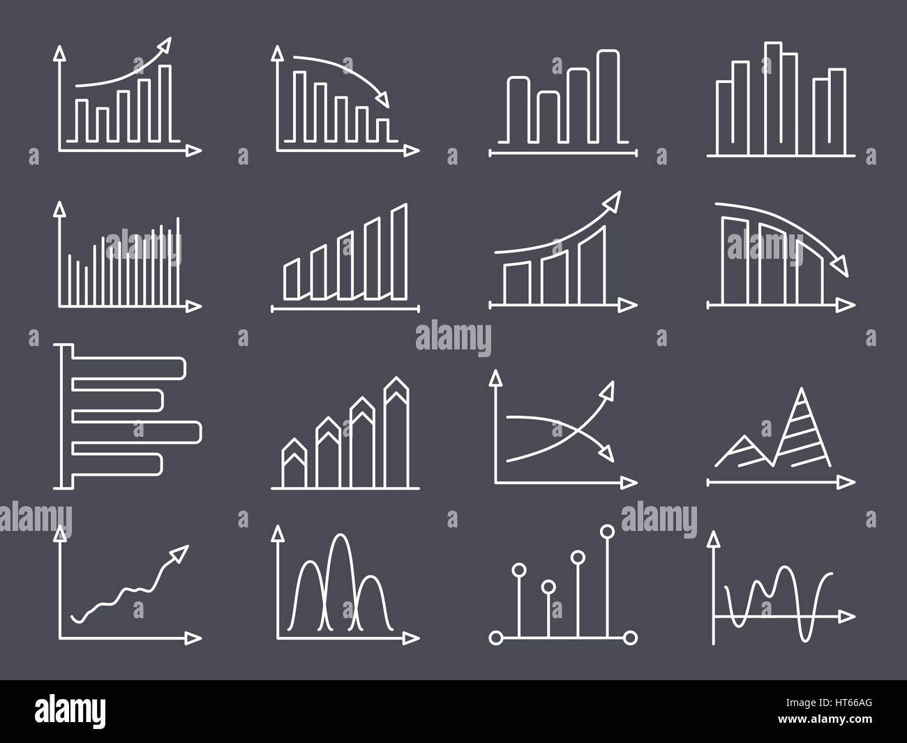 Set of minimal line icons of different graphs and charts Stock Photo ...