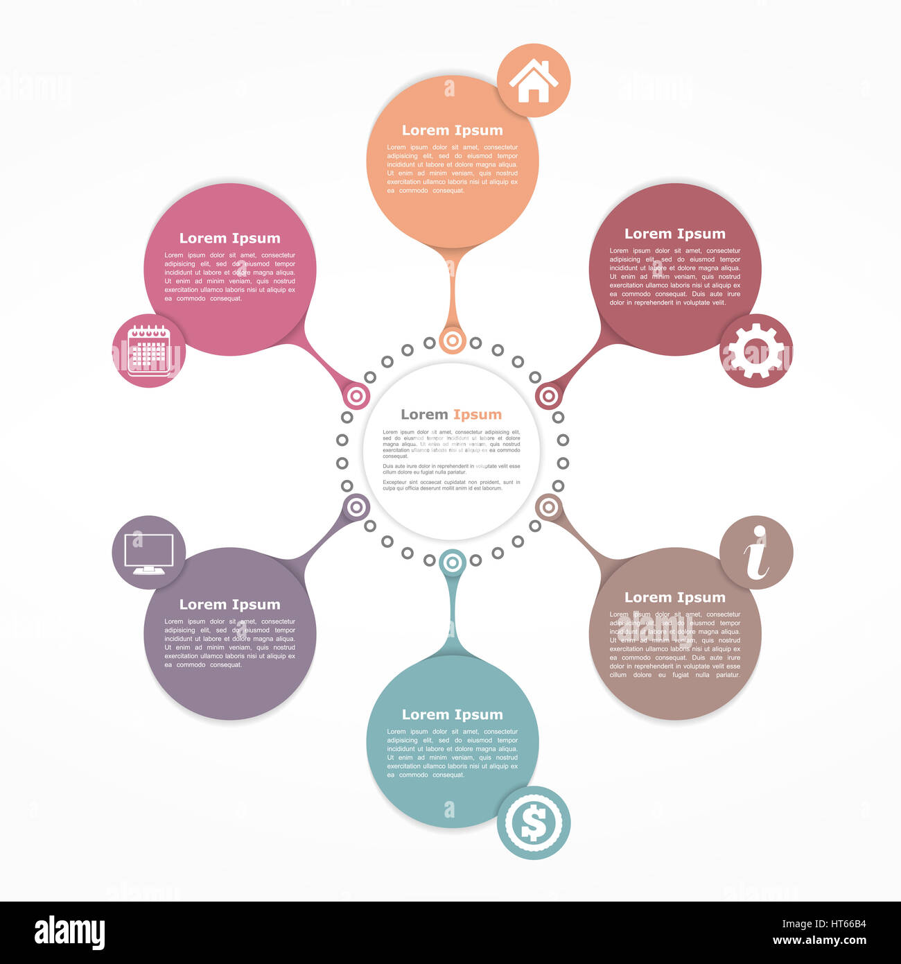 Circle flow diagram template with six elements Stock Photo - Alamy