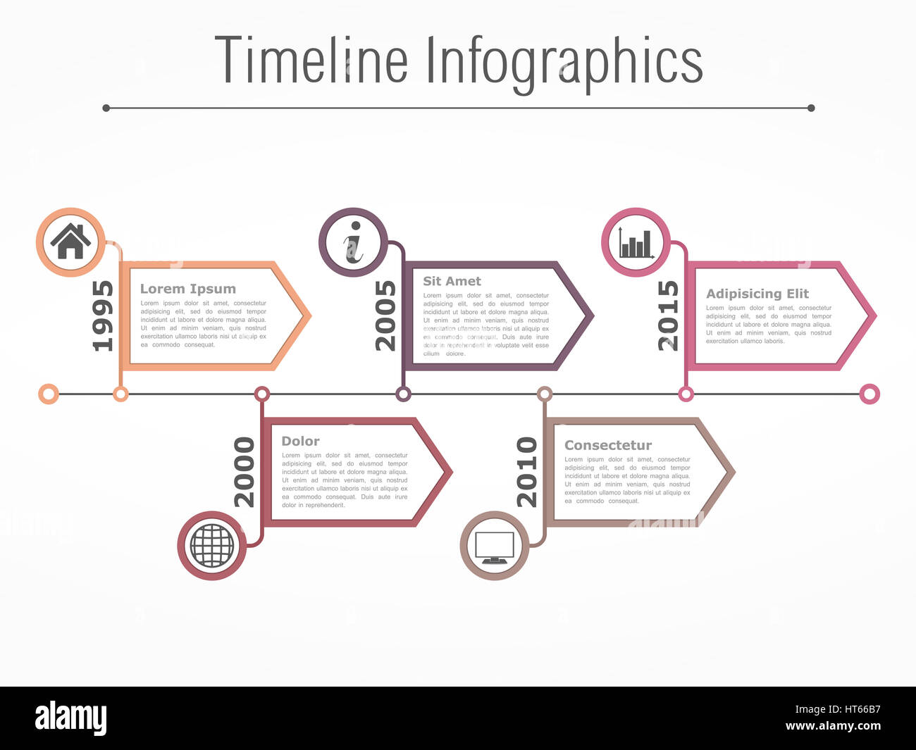 Horizontal timeline infographics design template with arrows Stock ...