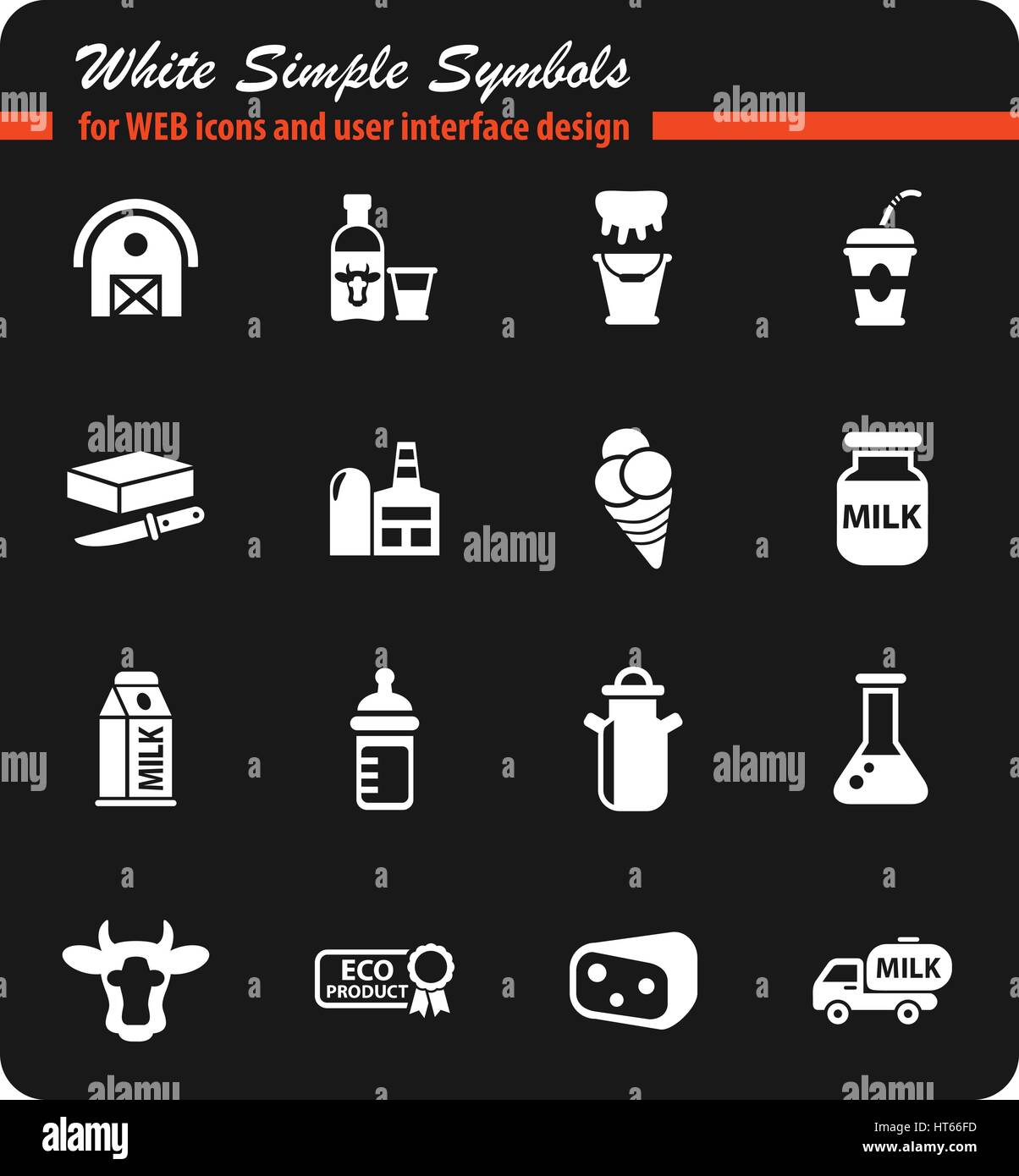 milk white simple symbols for web icons and user interface design Stock ...