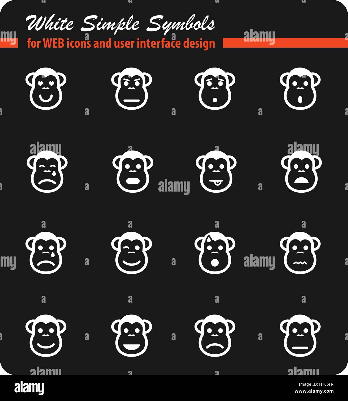 Monkey emotions simply symbol for web icons and user interface Stock ...