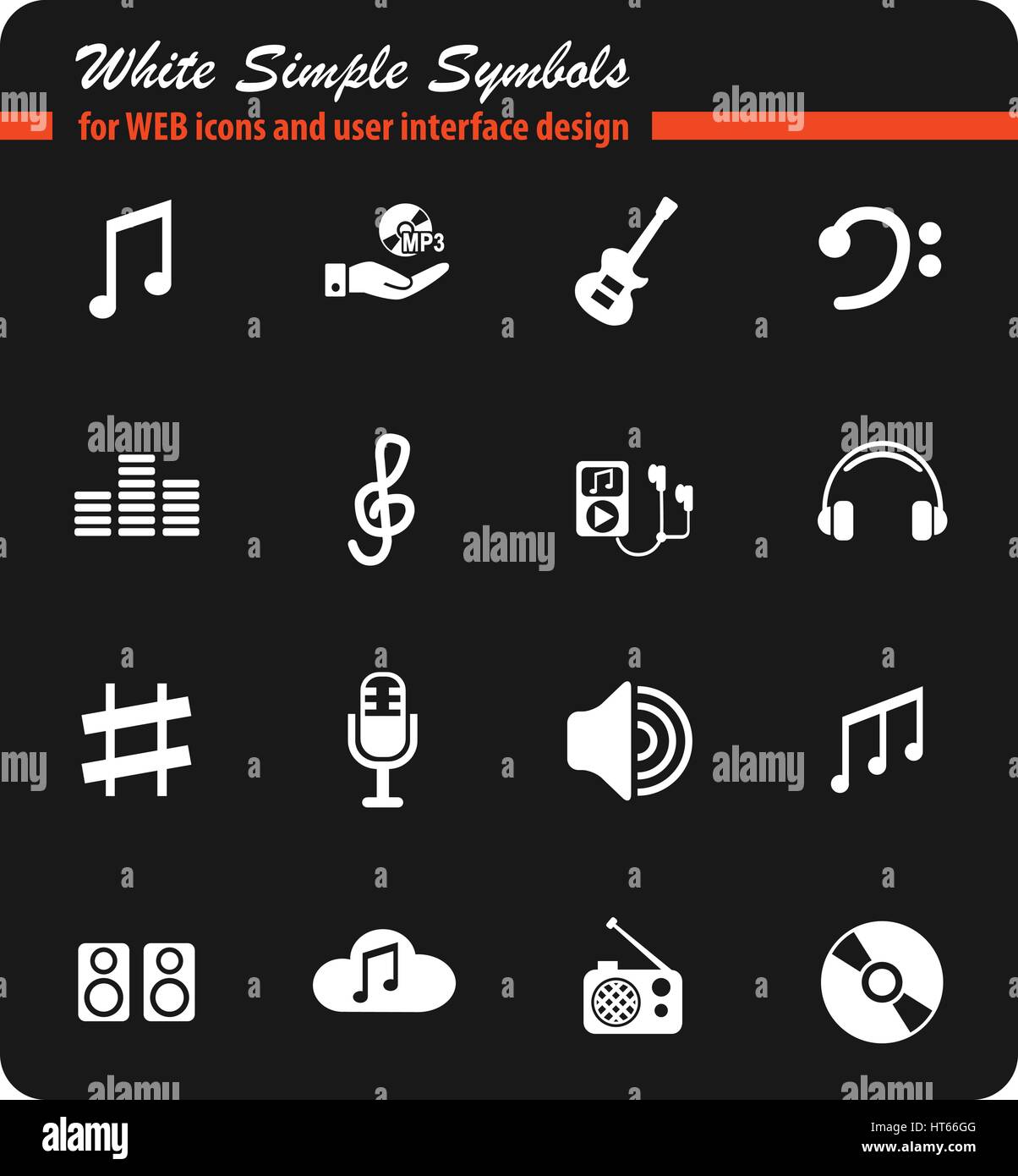 music white simply symbols for web icons and user interface design ...