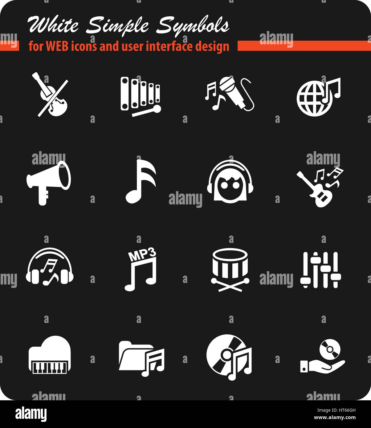 music white simply symbols for web icons and user interface design ...