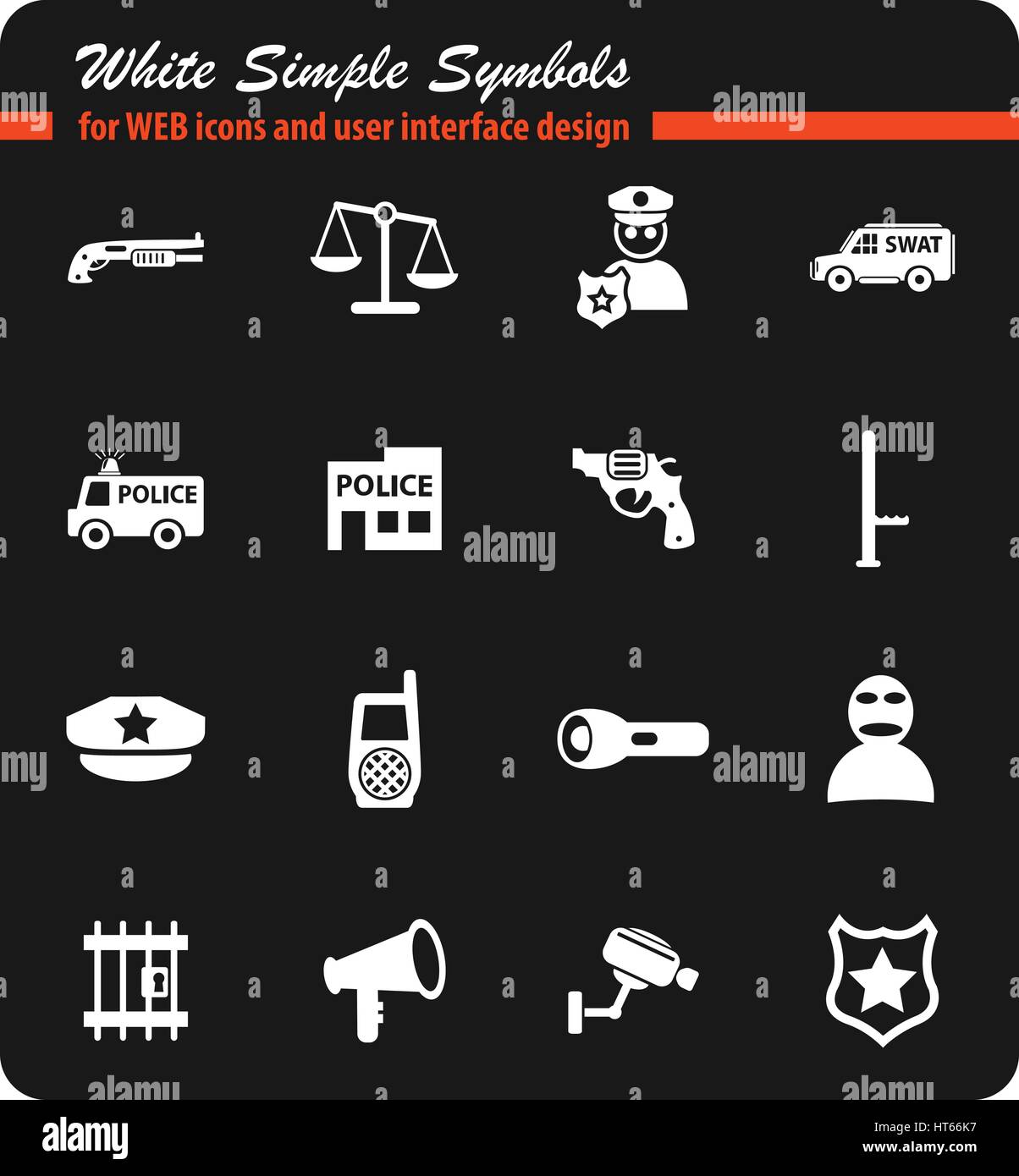 police white simple symbols for web icons and user interface design ...
