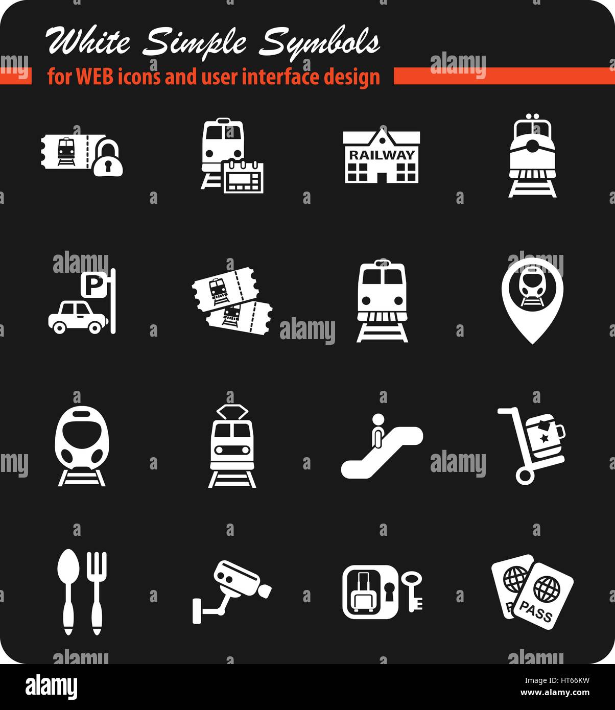railway station white simple symbols for web icons and user interface ...