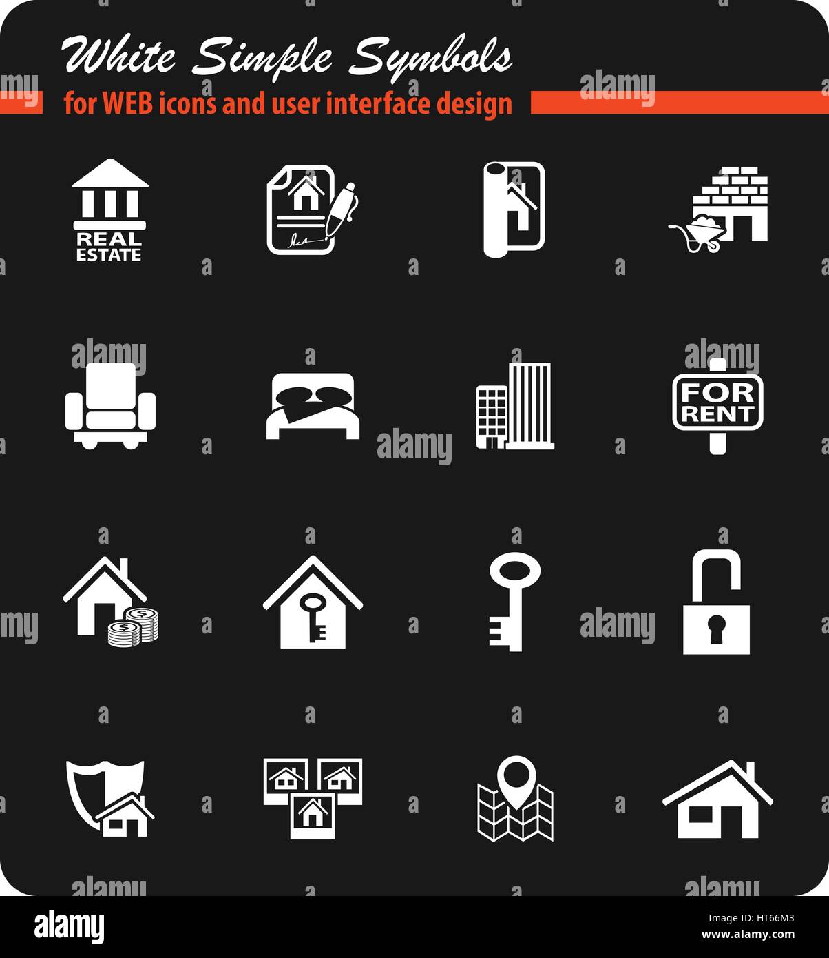 real estate white simple symbols for web icons and user interface ...