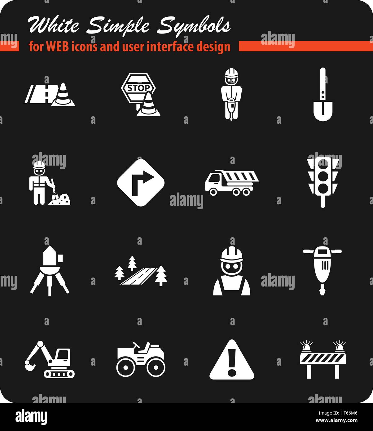 road repairs white simple symbols for web icons and user interface ...