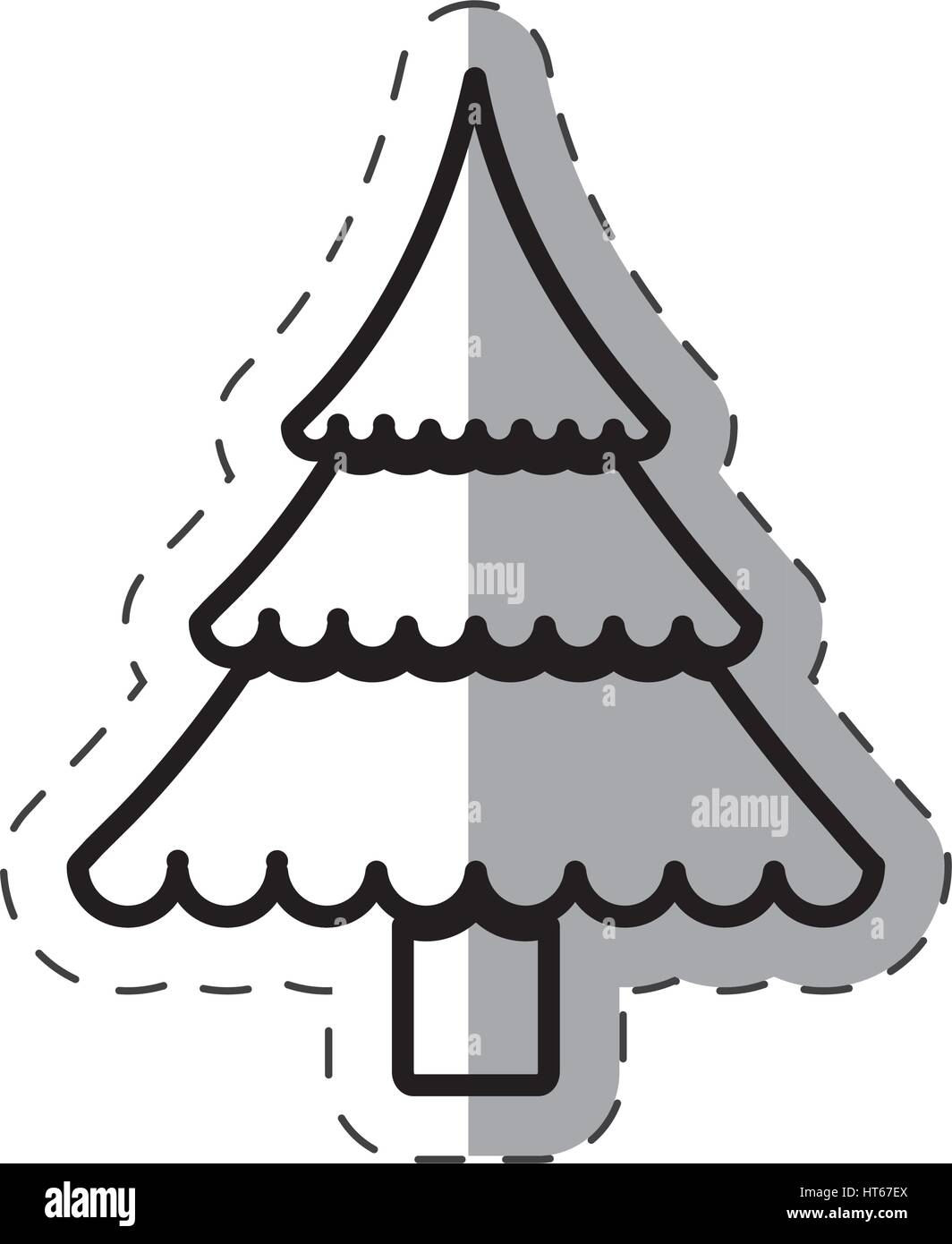 tree pine christmas cut line Stock Vector Image & Art - Alamy