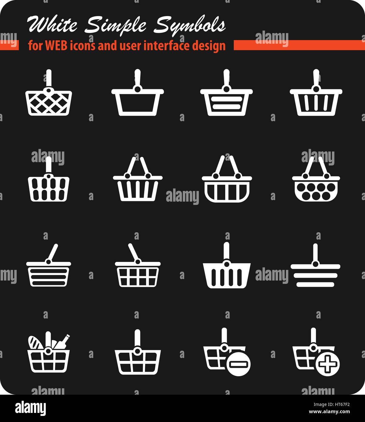 shopping basket white simple symbols for web icons and user interface ...