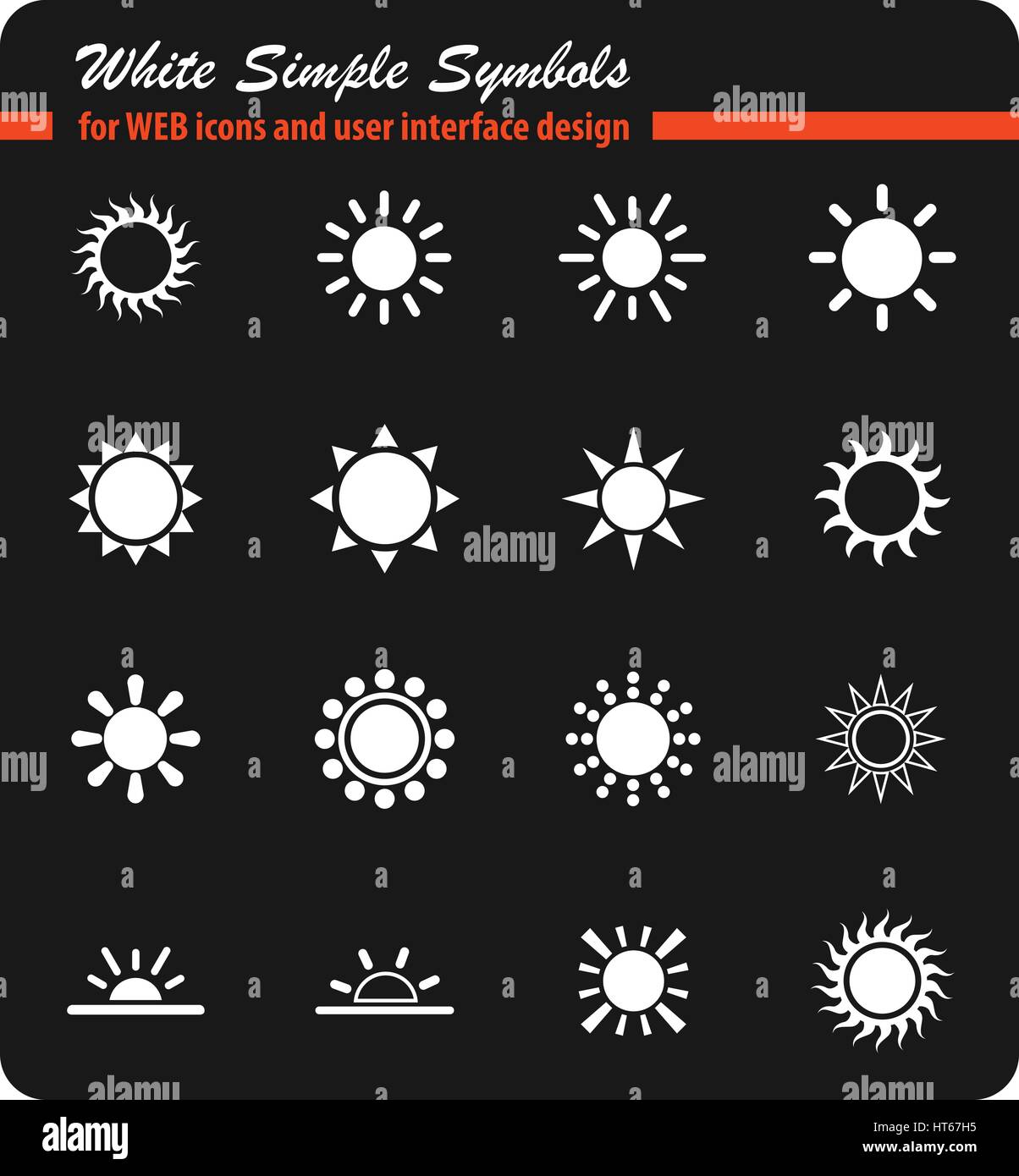 sun white simple symbols for web icons and user interface design Stock ...