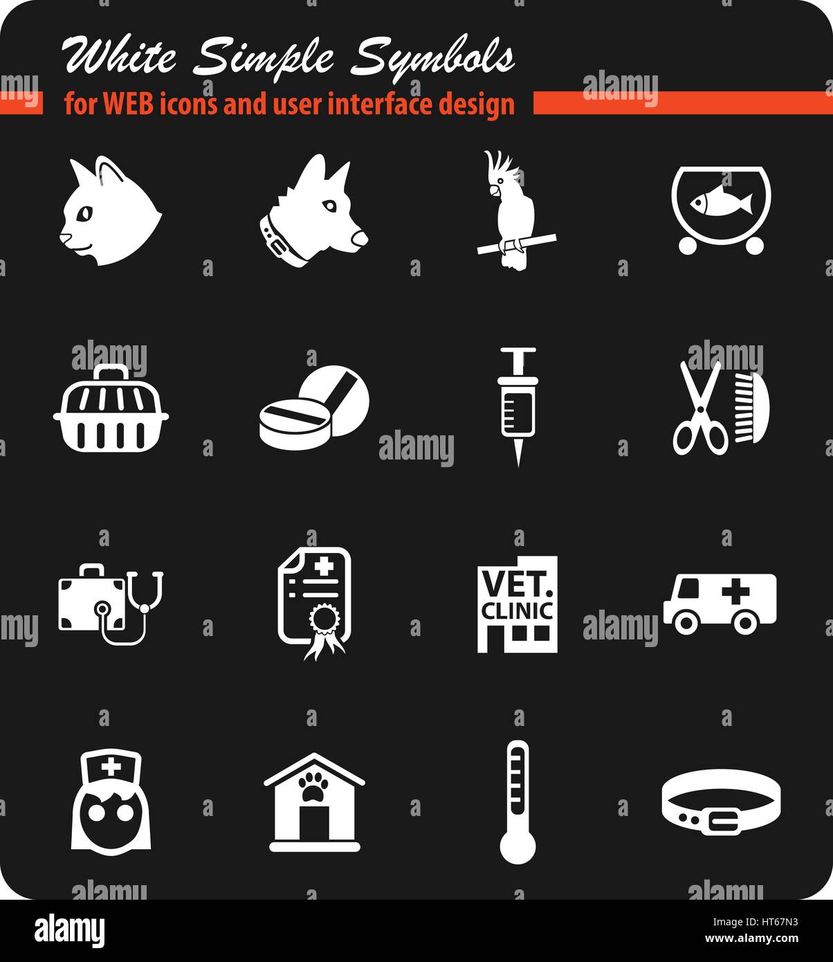 veterinary clinic white simple symbols for web icons and user interface ...